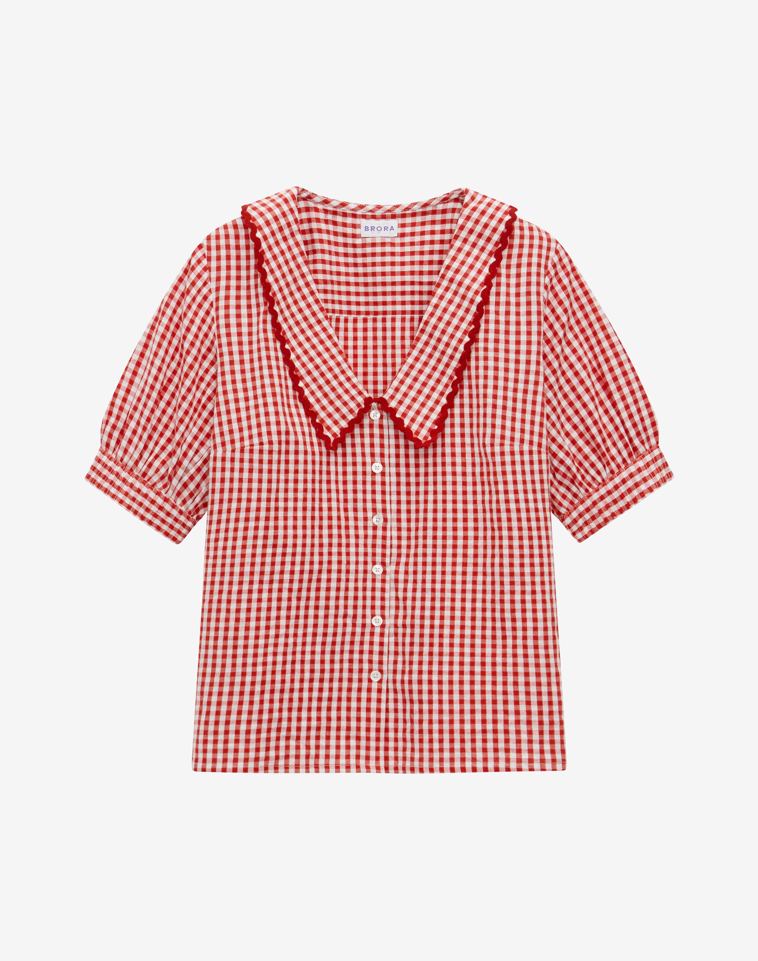 Red Gingham Ric Rac Shirt | Women's Shirts | Brora Fashion