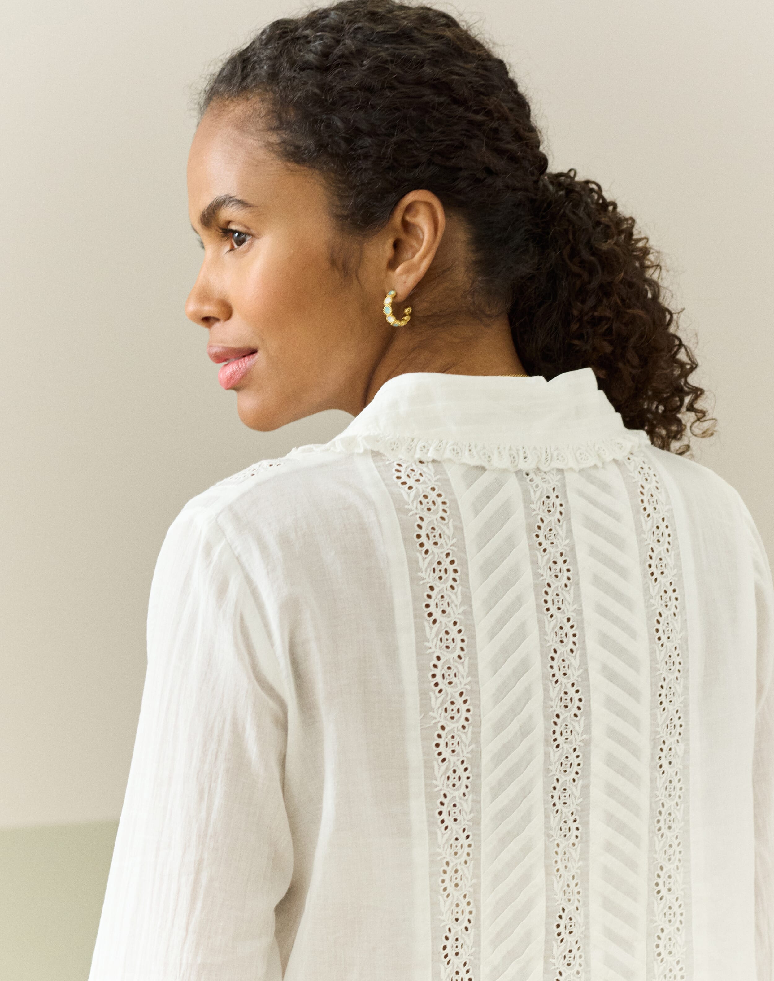 White Organic Cotton Pintuck Shirt | Womenswear | Brora