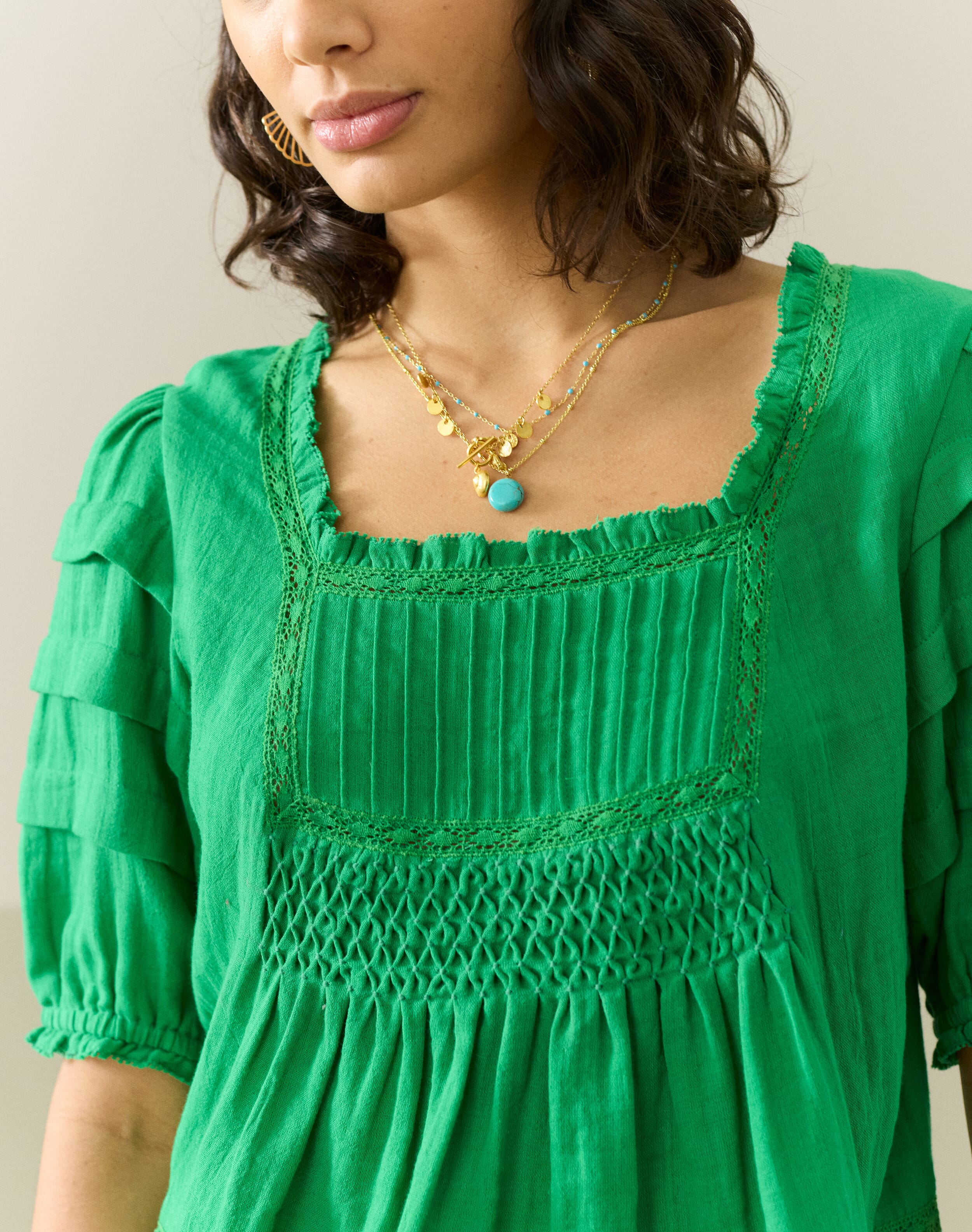 Women's Cheesecloth Blouse in Grass | Womenswear | Brora Clearance