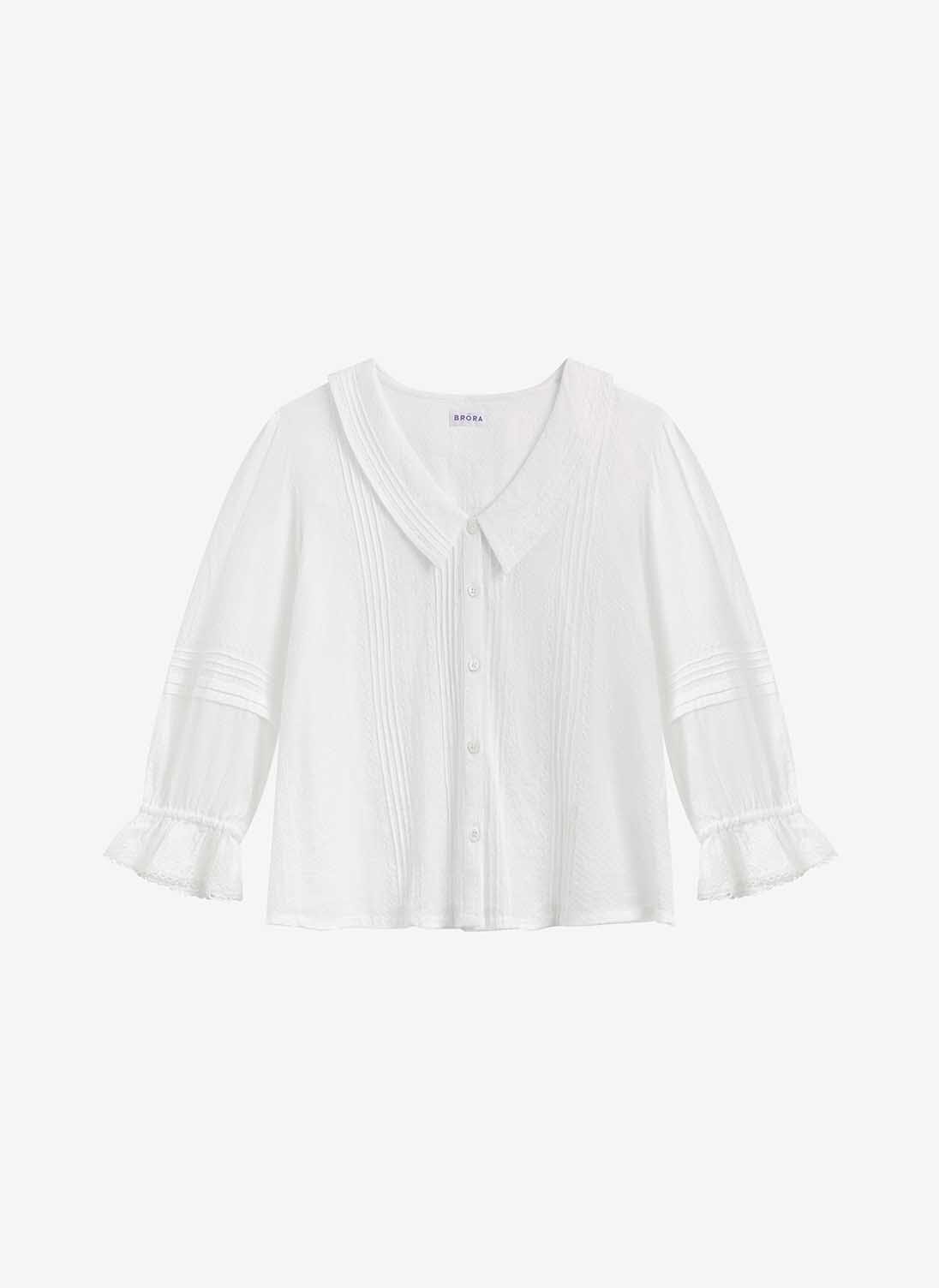 White Organic Cotton Chelsea Collar Blouse | Women's Blouses | Brora
