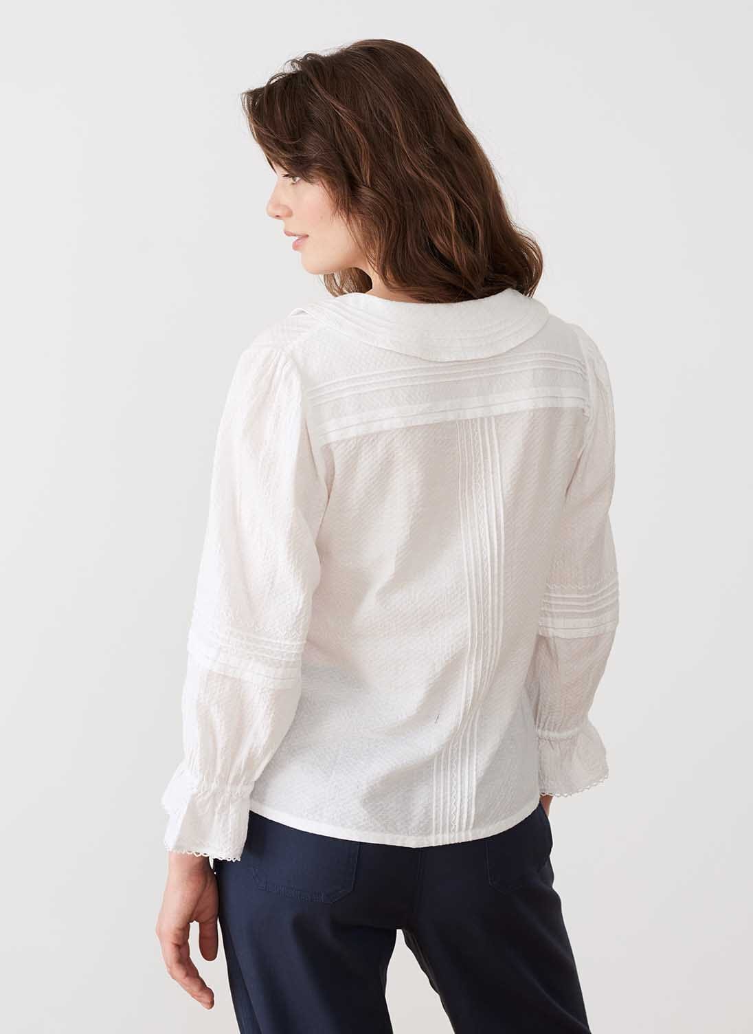 White Organic Cotton Chelsea Collar Blouse | Women's Blouses | Brora