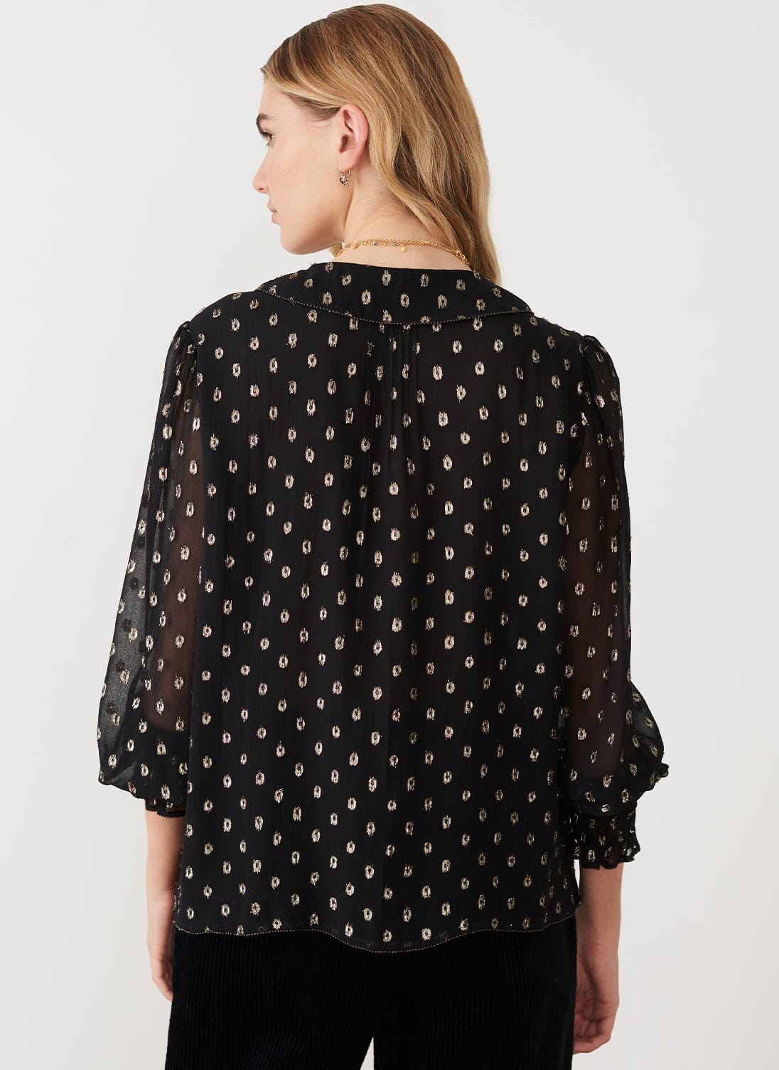Black & Bronze Metallic Spot Blouse | Women's Partywear | Brora