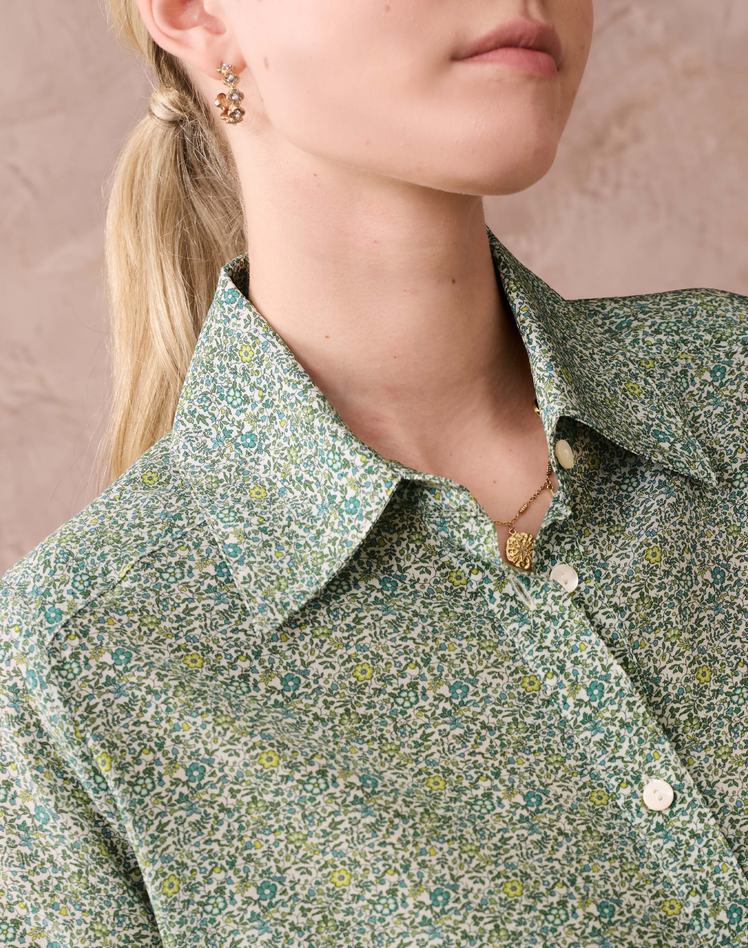 Green Liberty Print Silk Shirt | Women's Shirts | Brora Sale