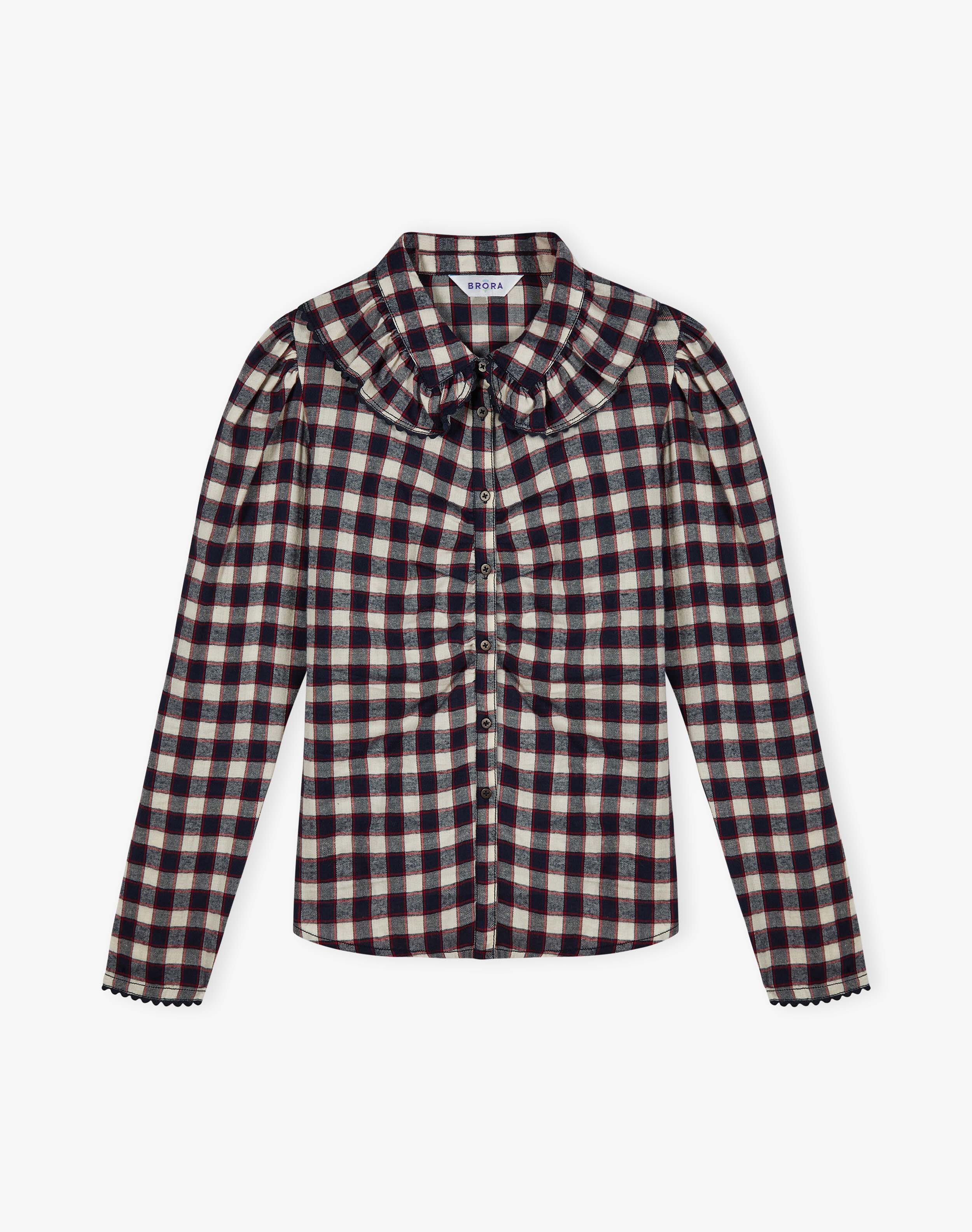 Navy Brushed Cotton Ruched Shirt | Women's Shirts | Brora Sale