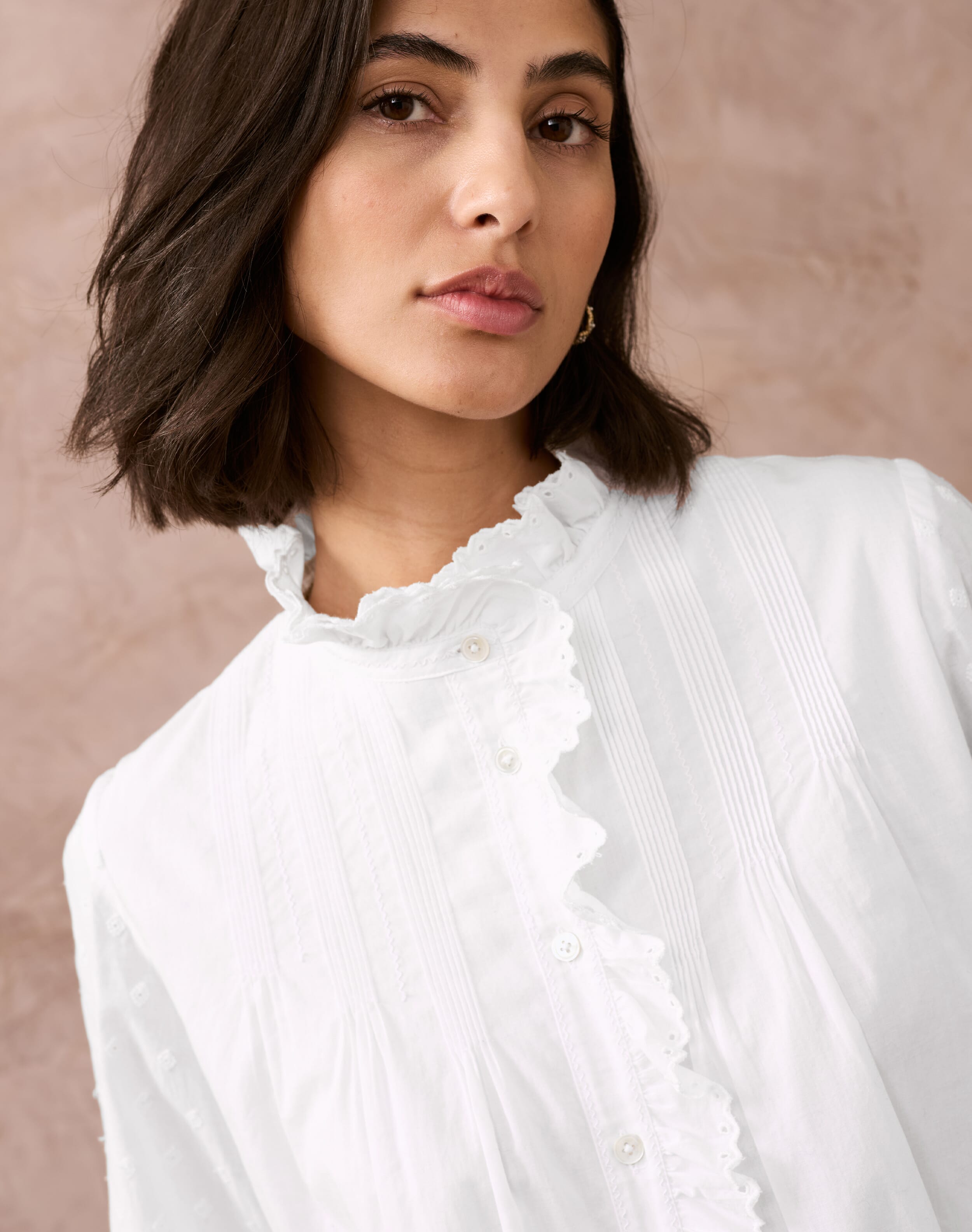 White Organic Pie Crust Blouse | Women's Blouses | Brora Fashion