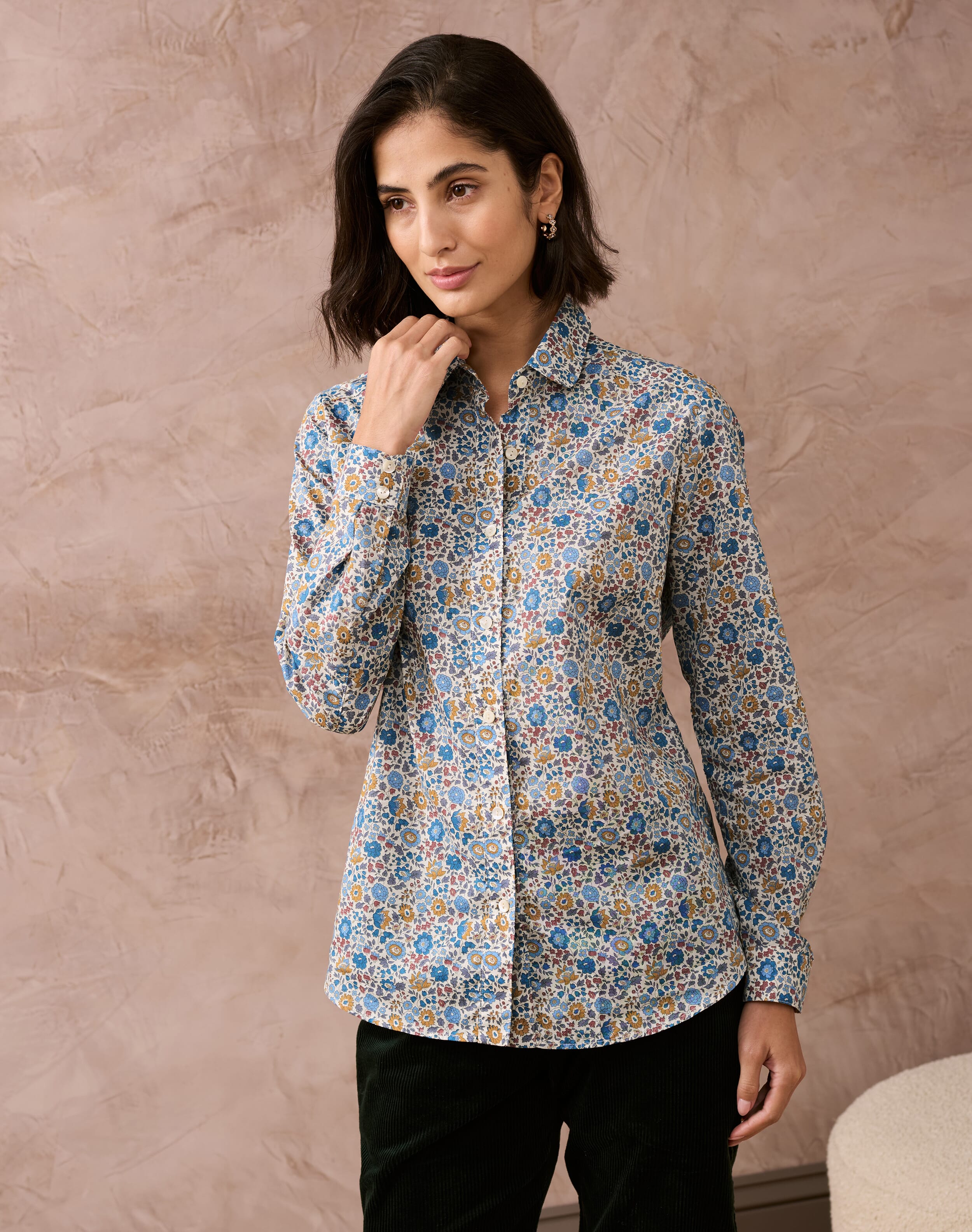 Women's Blue Liberty Print Tana Lawn Shirt | Brora Sale