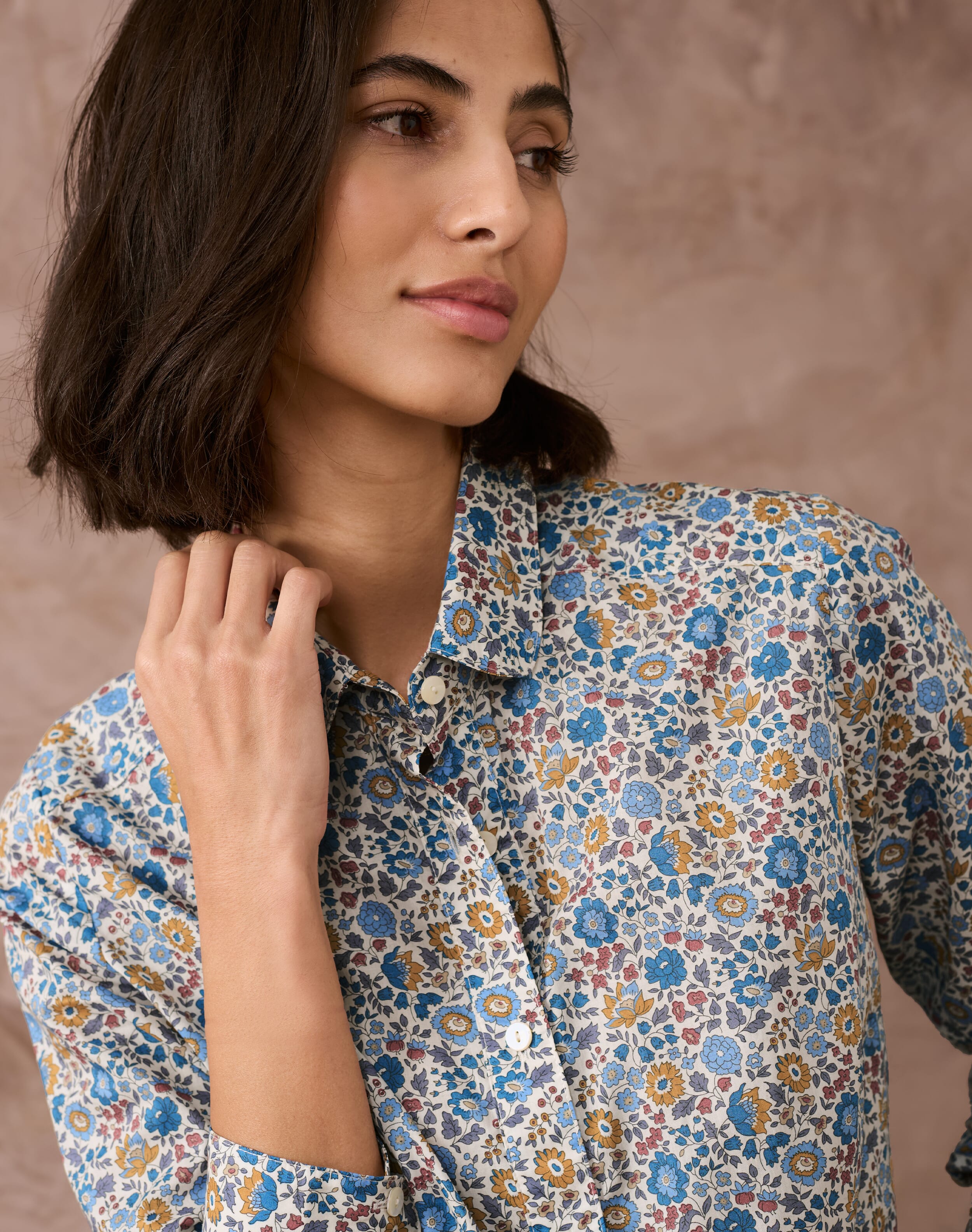 Women's Blue Liberty Print Tana Lawn Shirt | Brora Sale