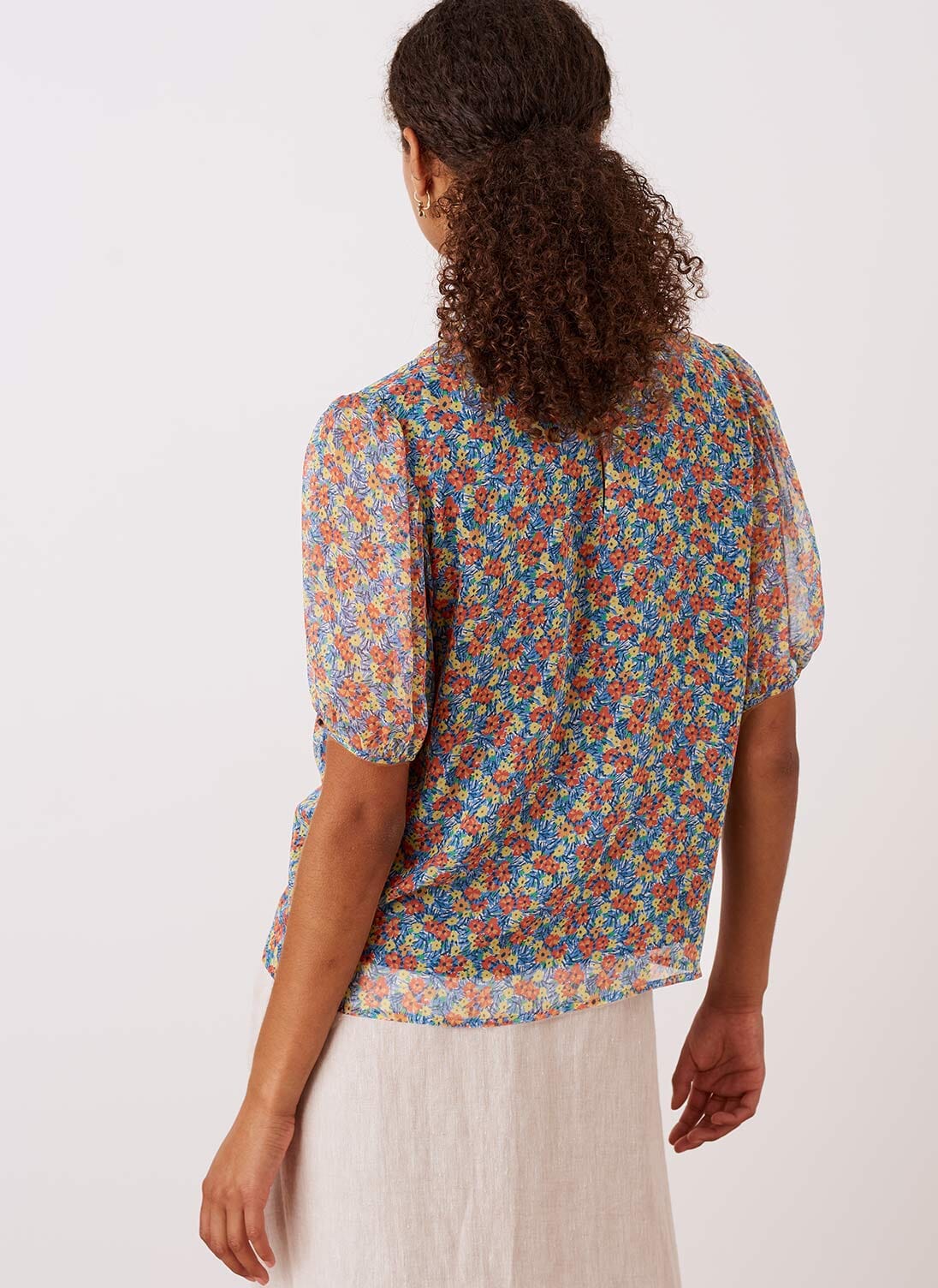 Clementine Floral Liberty Print Silk Chiffon Blouse Brora