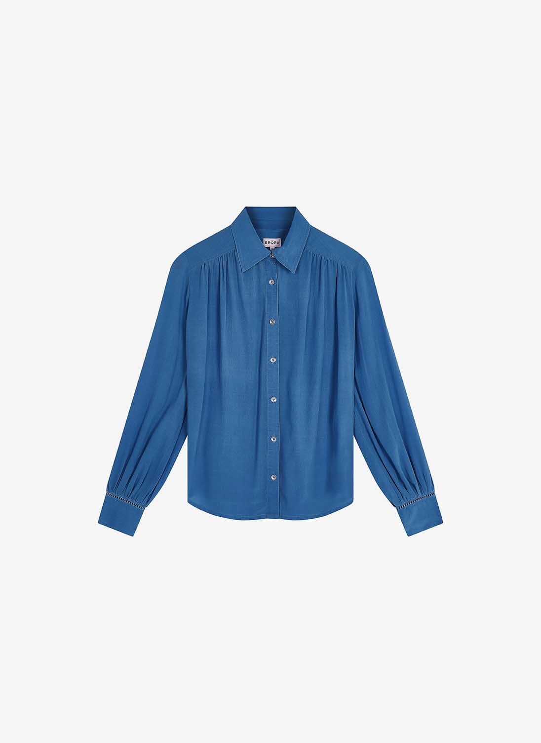 China Blue Sandwashed Silk Shirt | Women's Shirts | Brora