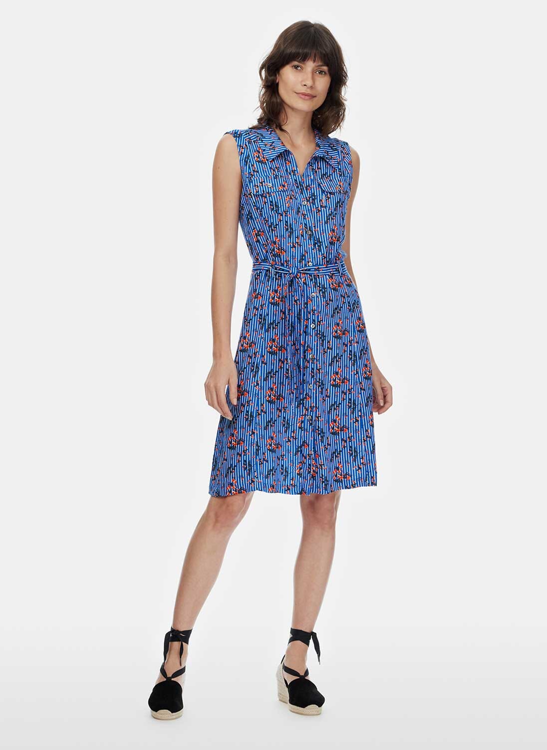 Flower & Stripe Shirt Dress | Brora.co.uk