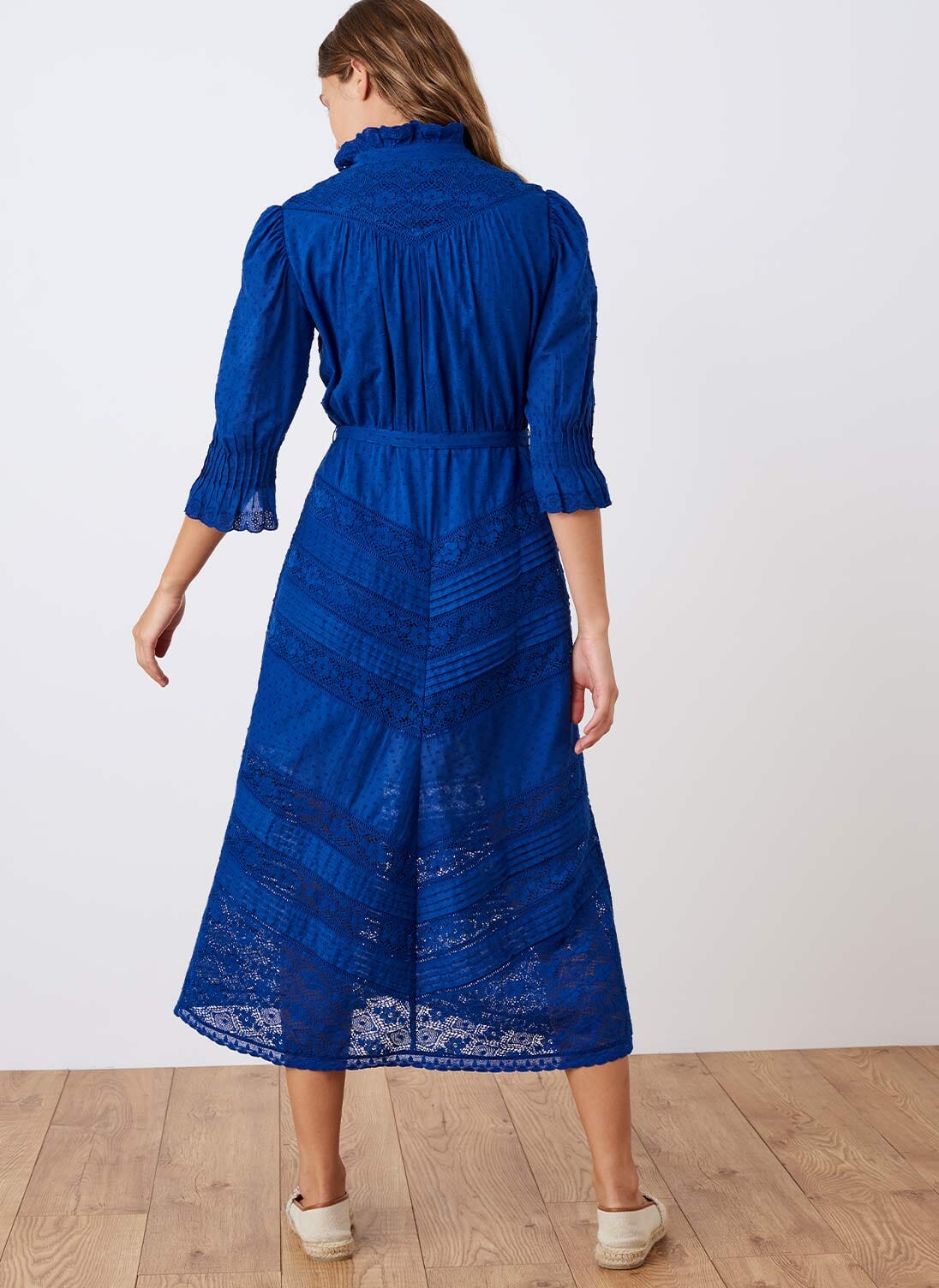 Sapphire Cotton Lace Panel Dress | Women's Dresses | Brora