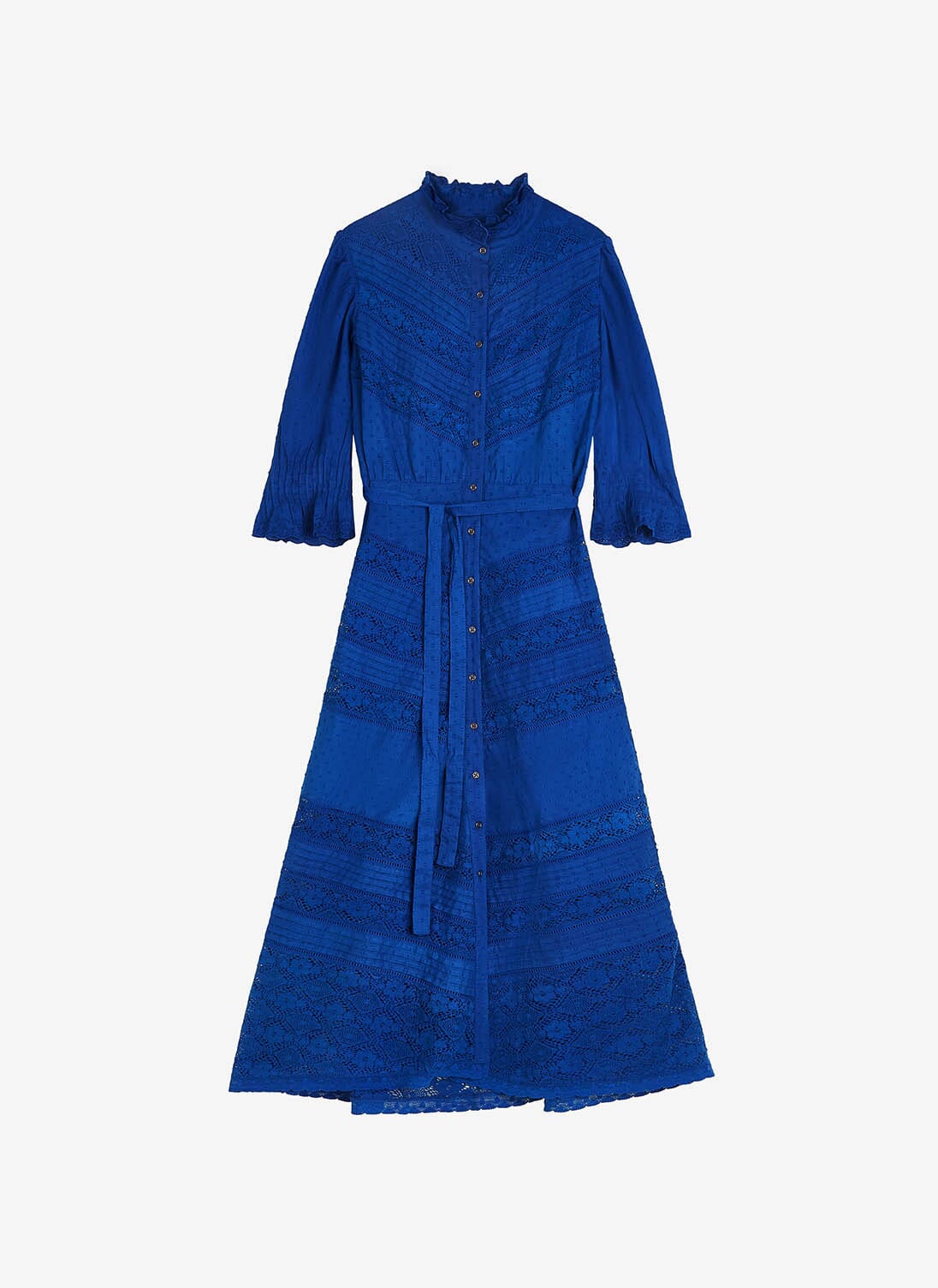Sapphire Cotton Lace Panel Dress | Women's Dresses | Brora