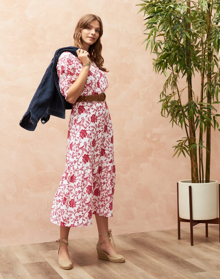 Botanical Print Linen Shirt Dress in Geranium | Holiday Shop | Brora