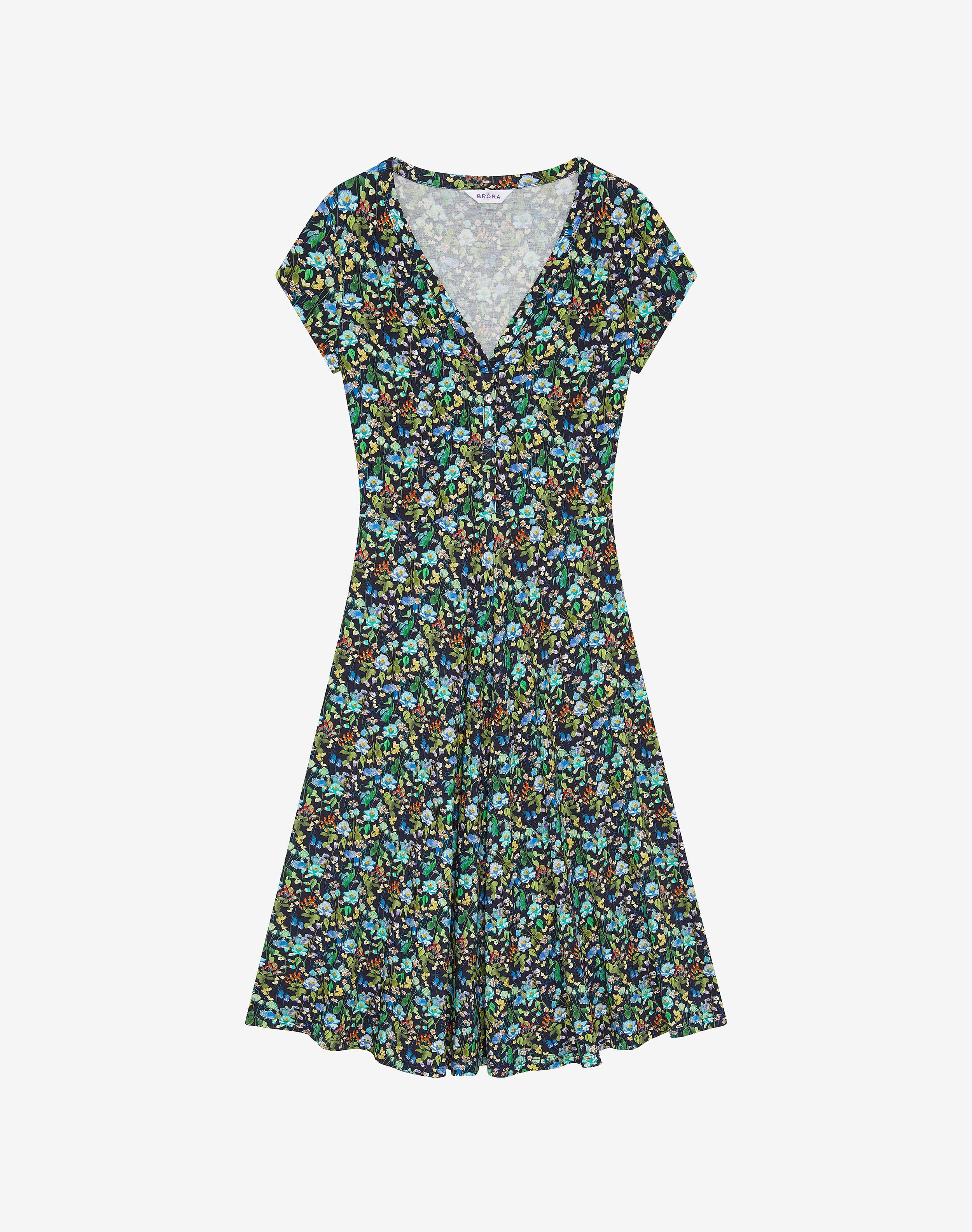 Liberty Print V Neck Dress | Women's Dresses | Brora Fashion