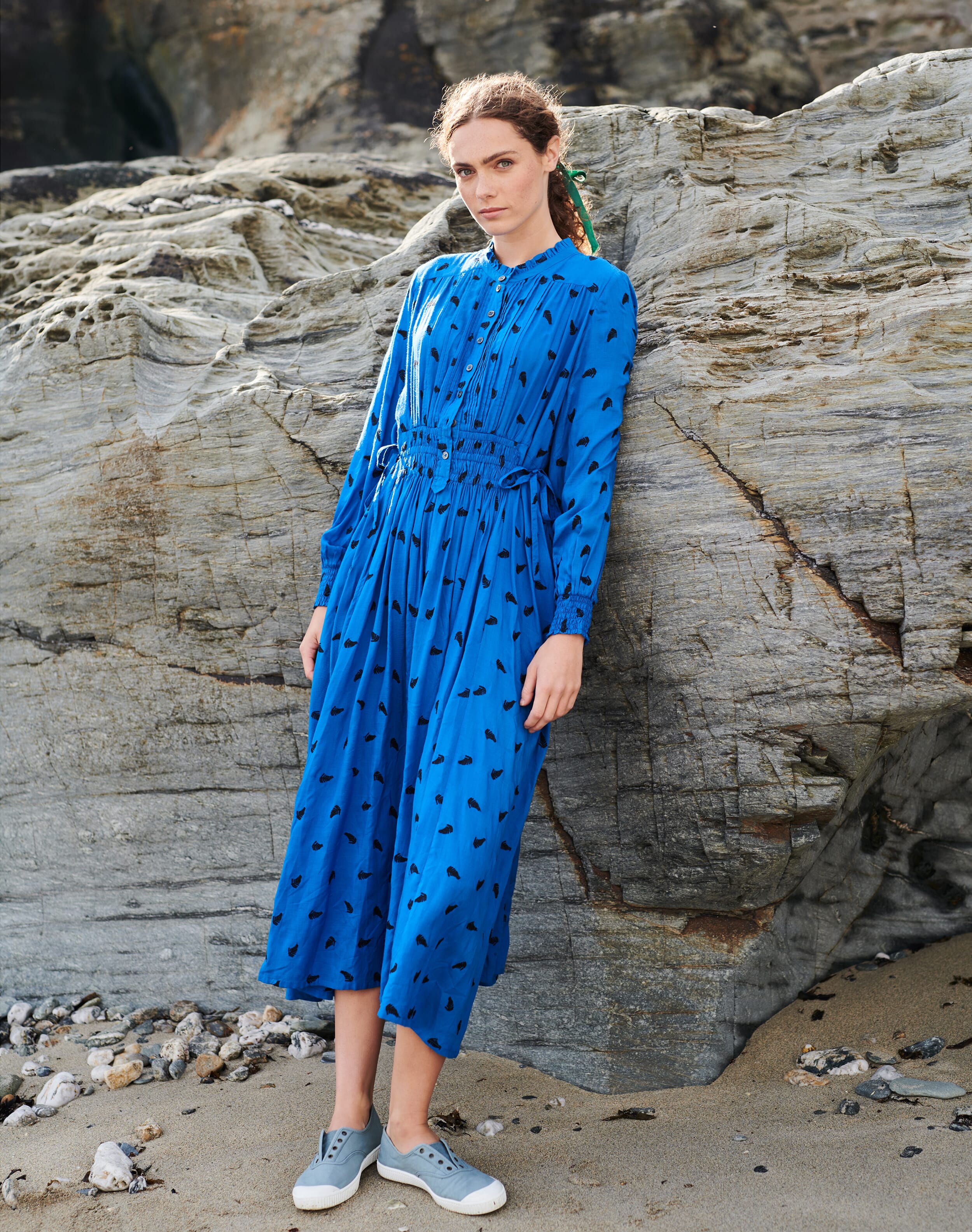 Cobalt Embroidered Fern Shirt Dress | Women's Dresses | Brora Fashion