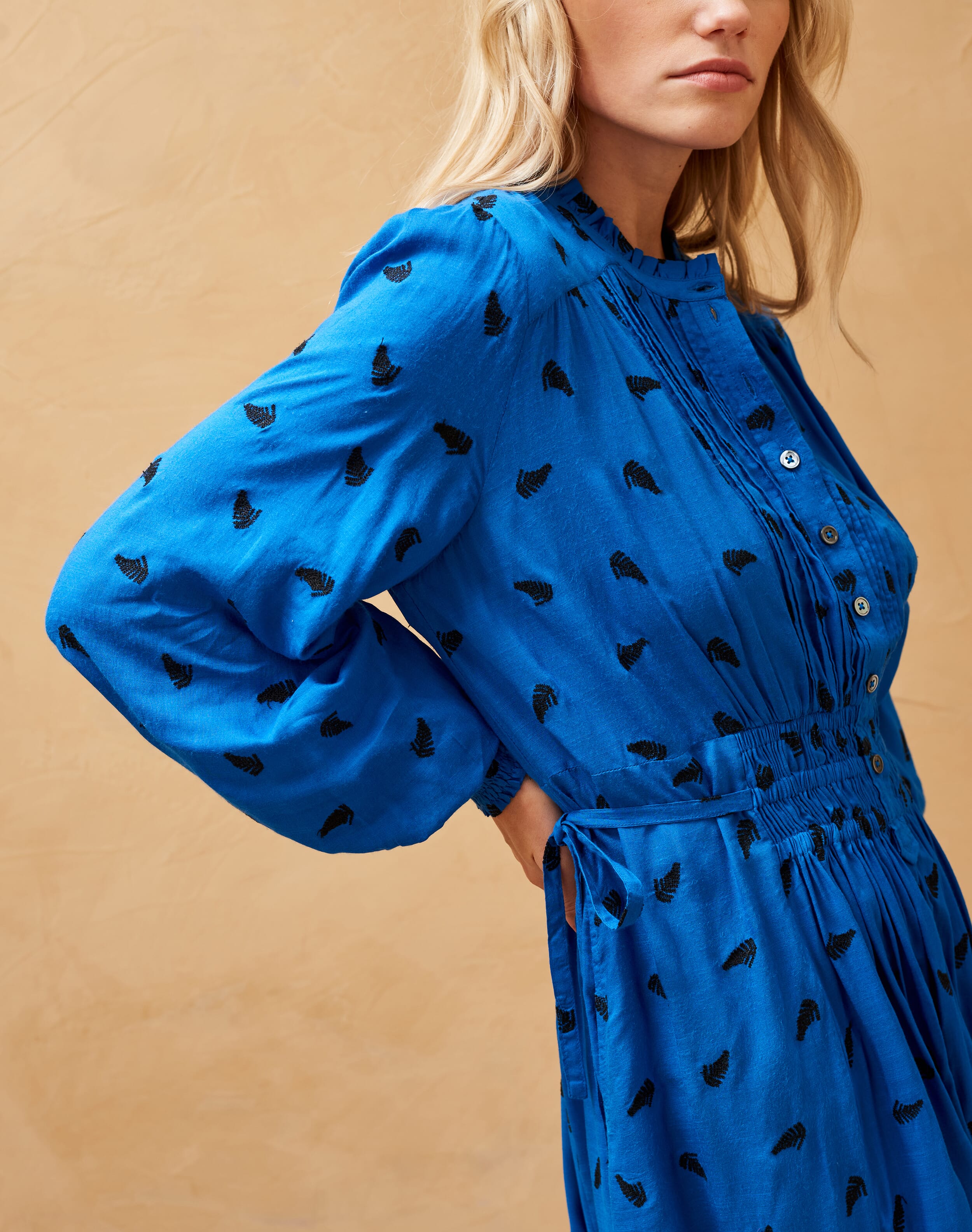 Cobalt Embroidered Fern Shirt Dress | Women's Dresses | Brora Fashion