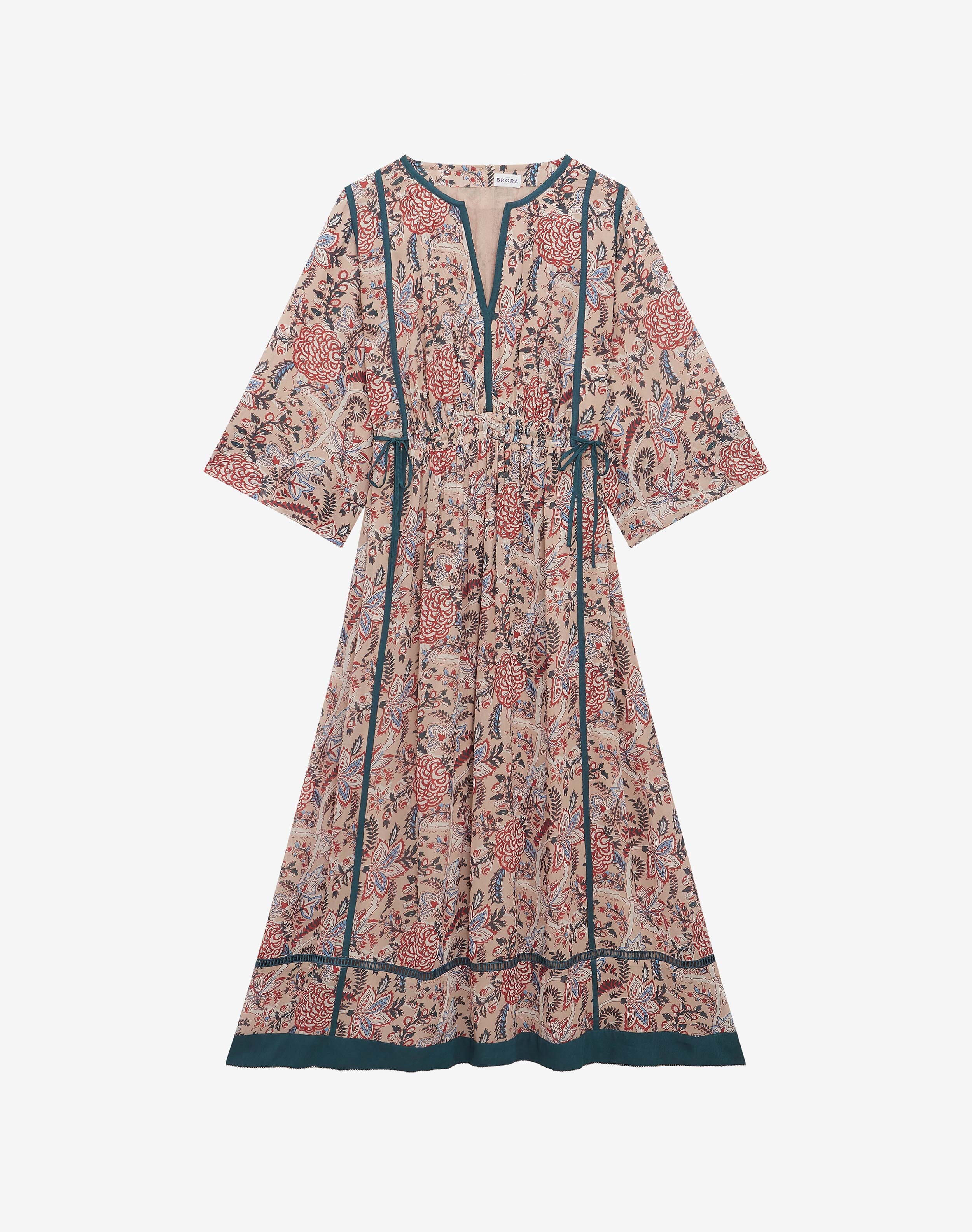 Silk Botanical Print Dress in Oyster | Women's Dresses | Brora Fashion