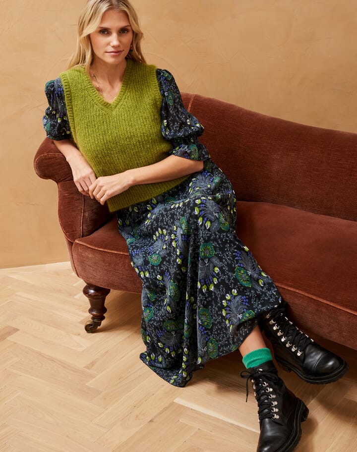 Silk Flower Ruched Dress | Women's Dresses | Brora Fashion