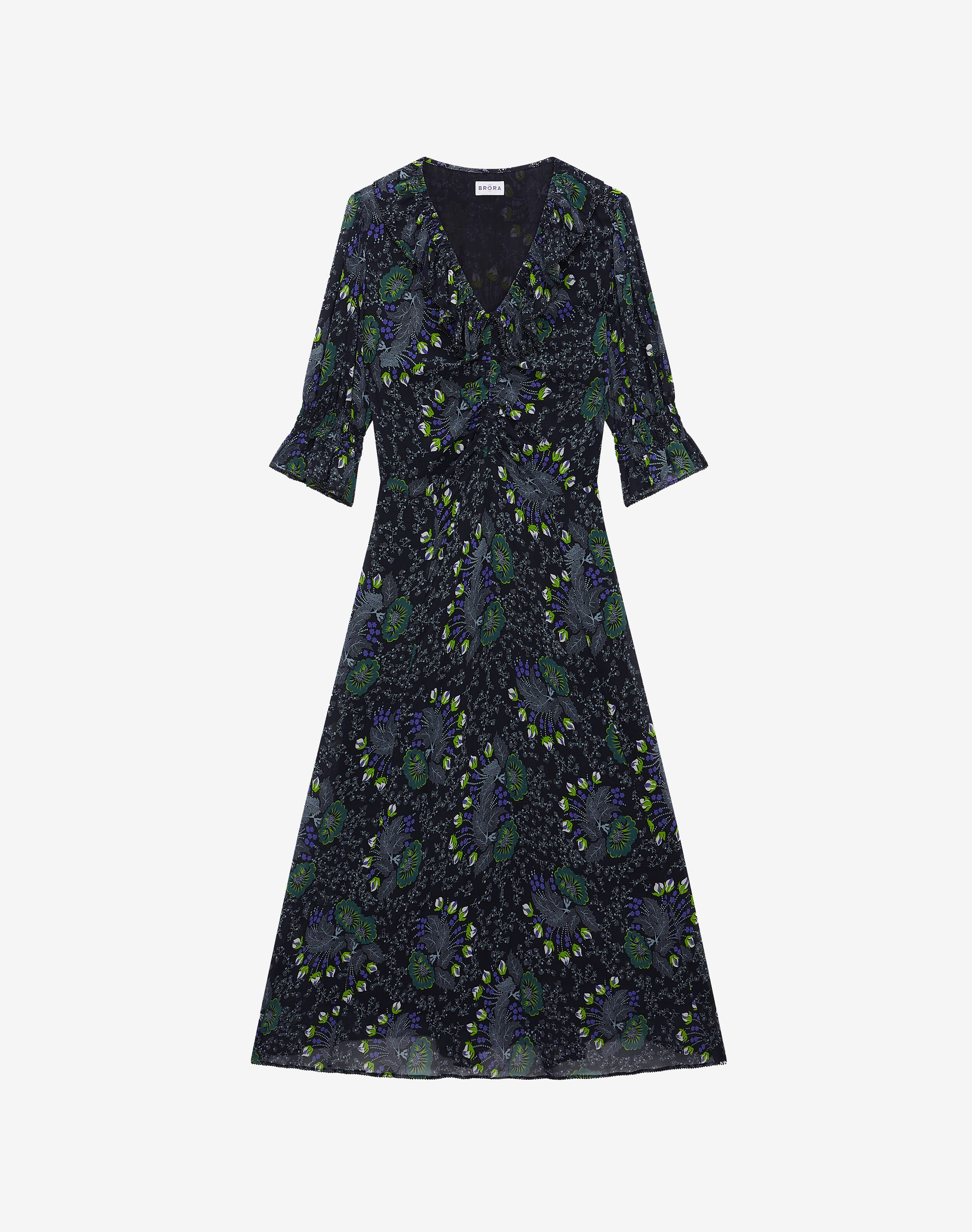 Silk Flower Ruched Dress | Women's Dresses | Brora Fashion