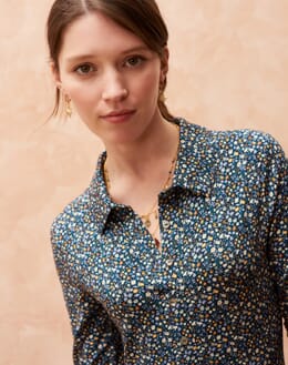 Women s Liberty Print Jersey Shirt Dress In Navy Ditsy Brora