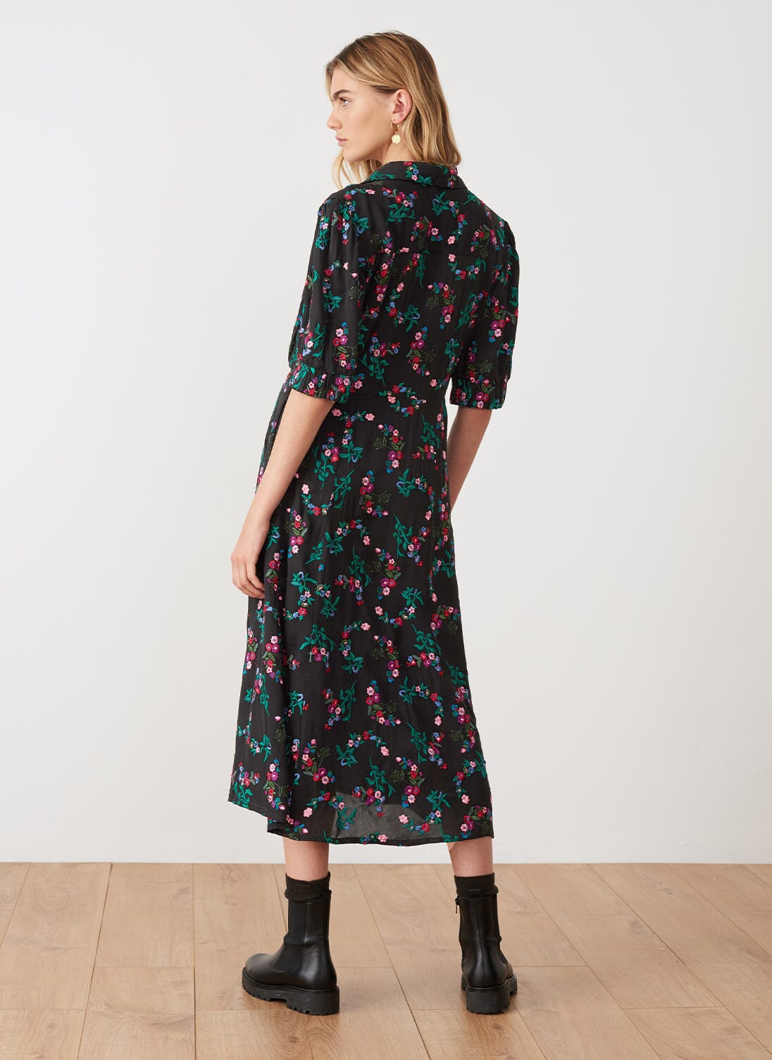 Black Folk Embroidered Dress | Women's Dresses | Brora