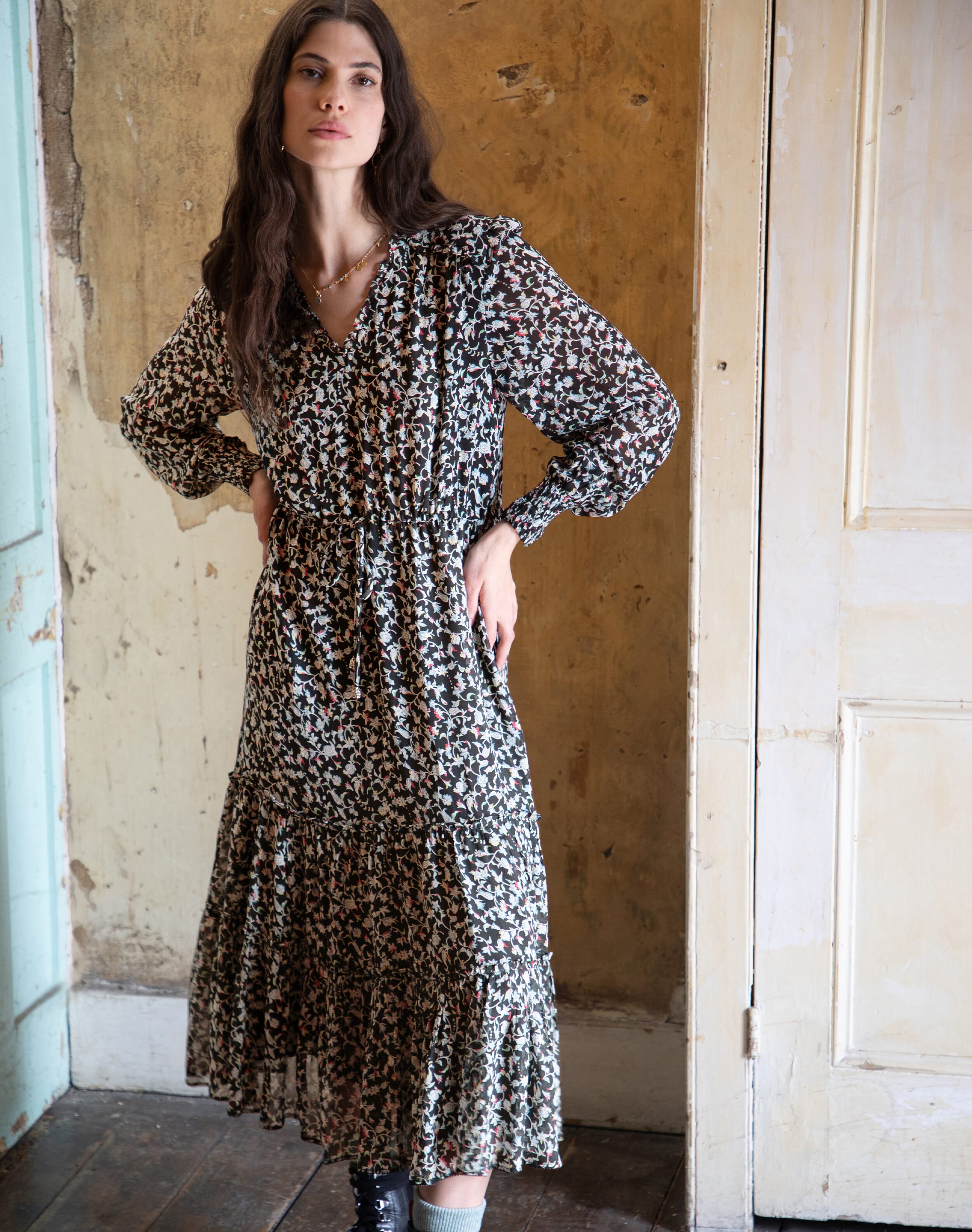 Black Silk Floral Dress | Women's Dresses | Brora Fashion