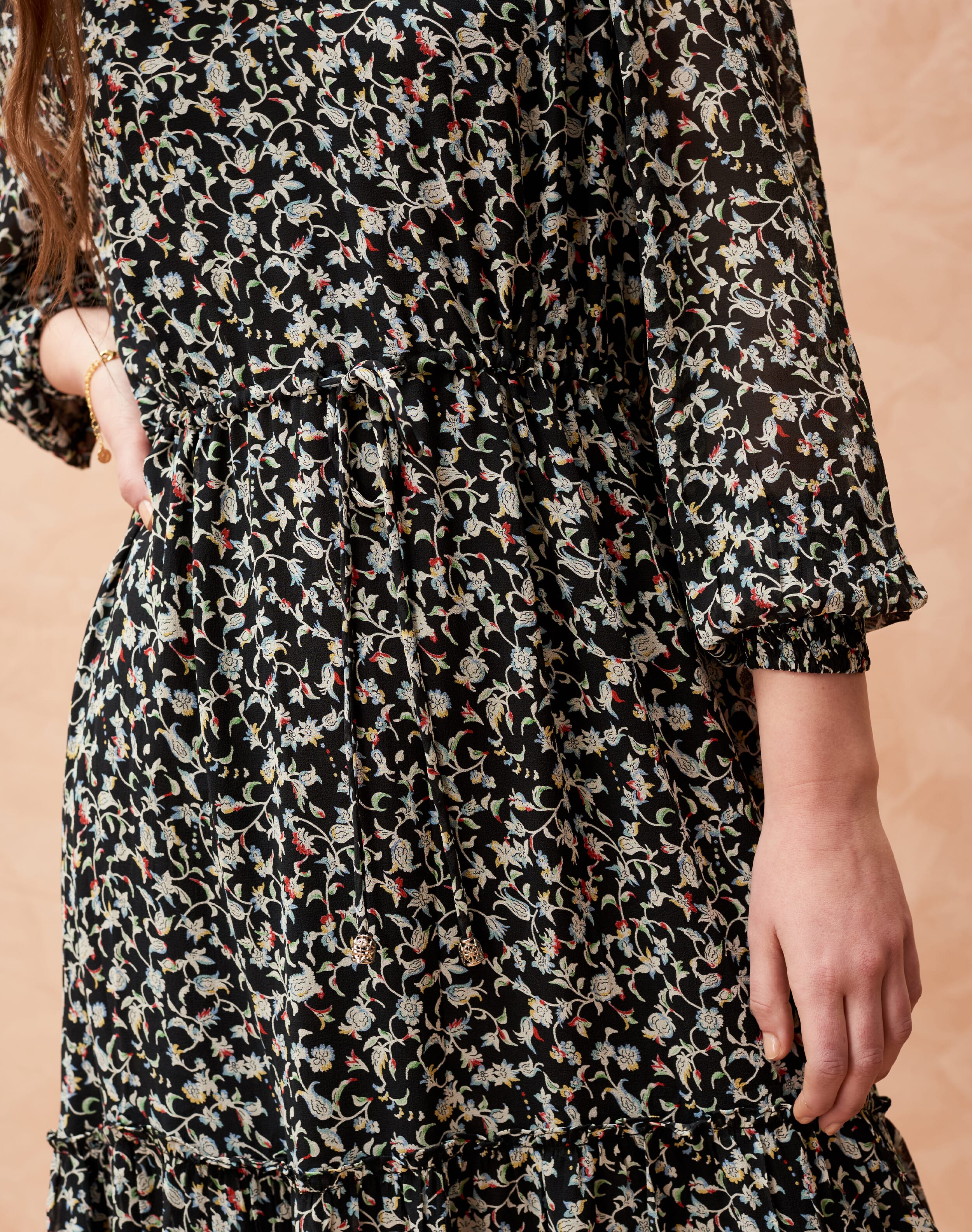 Black Silk Floral Dress | Women's Dresses | Brora Fashion