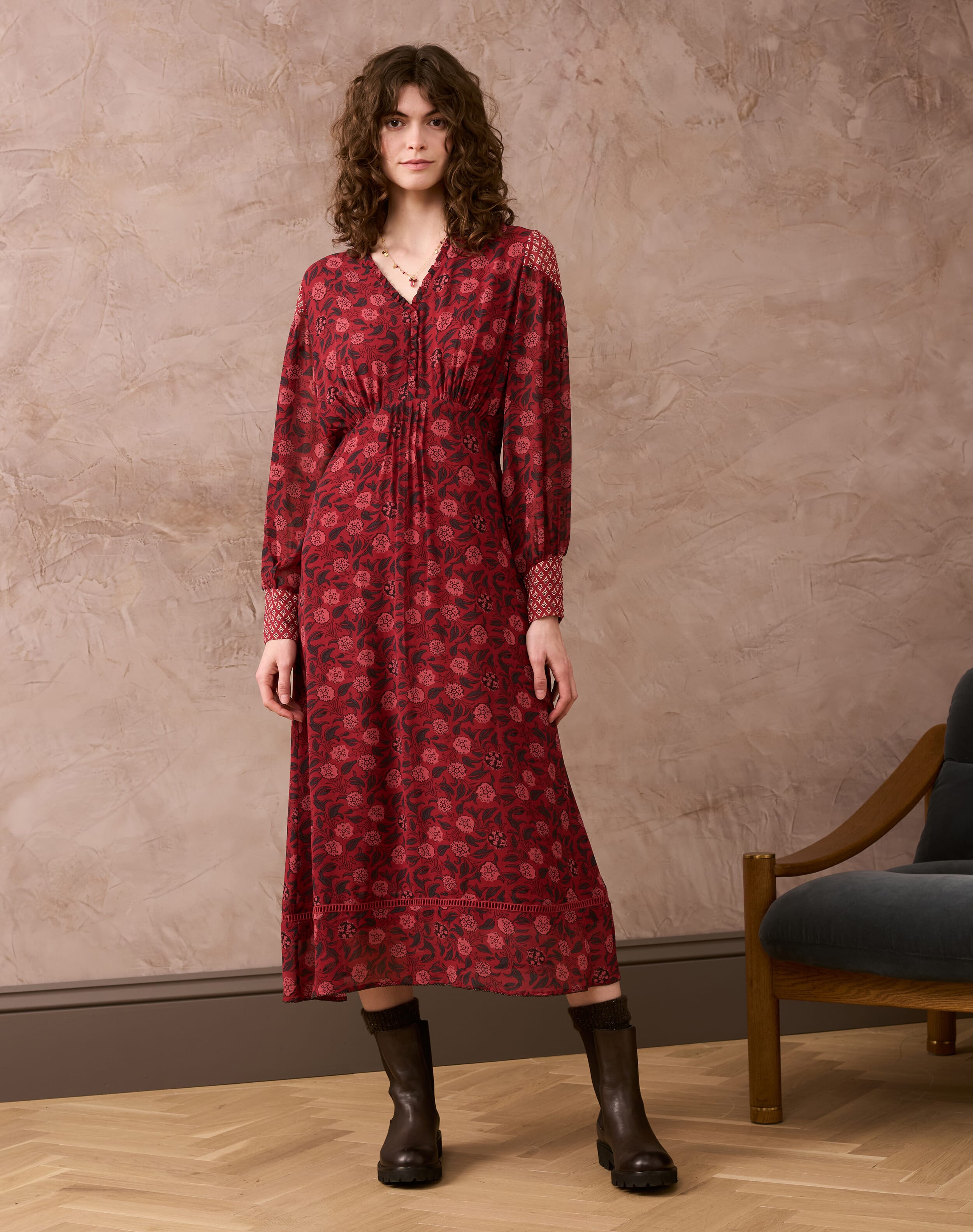 Red Silk Block Patchwork Dress | Women's Dresses | Brora Sale