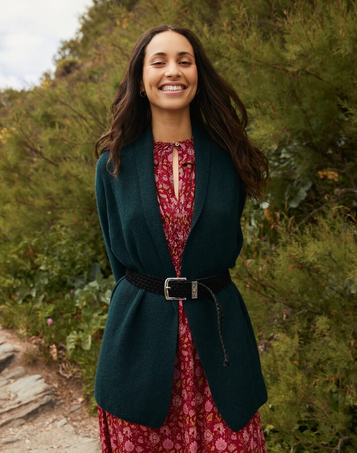 Red Silk Floral Block Print Dress | Women's Dresses | Brora