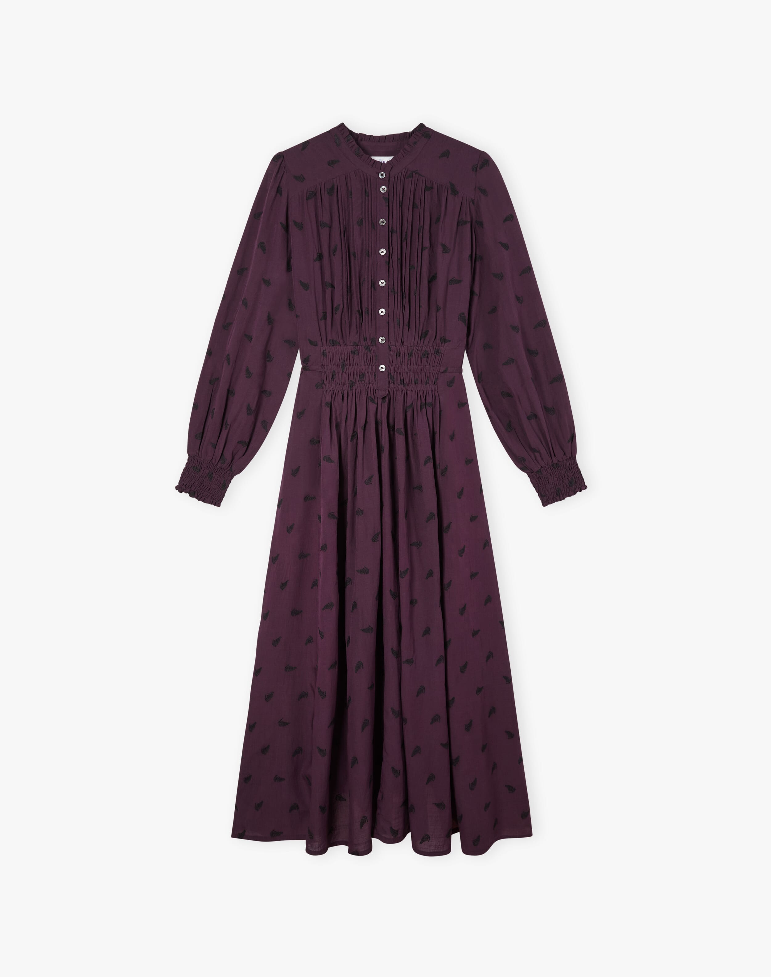 Embroidered Fern Shirt Dress in Aubergine | Brora Sale