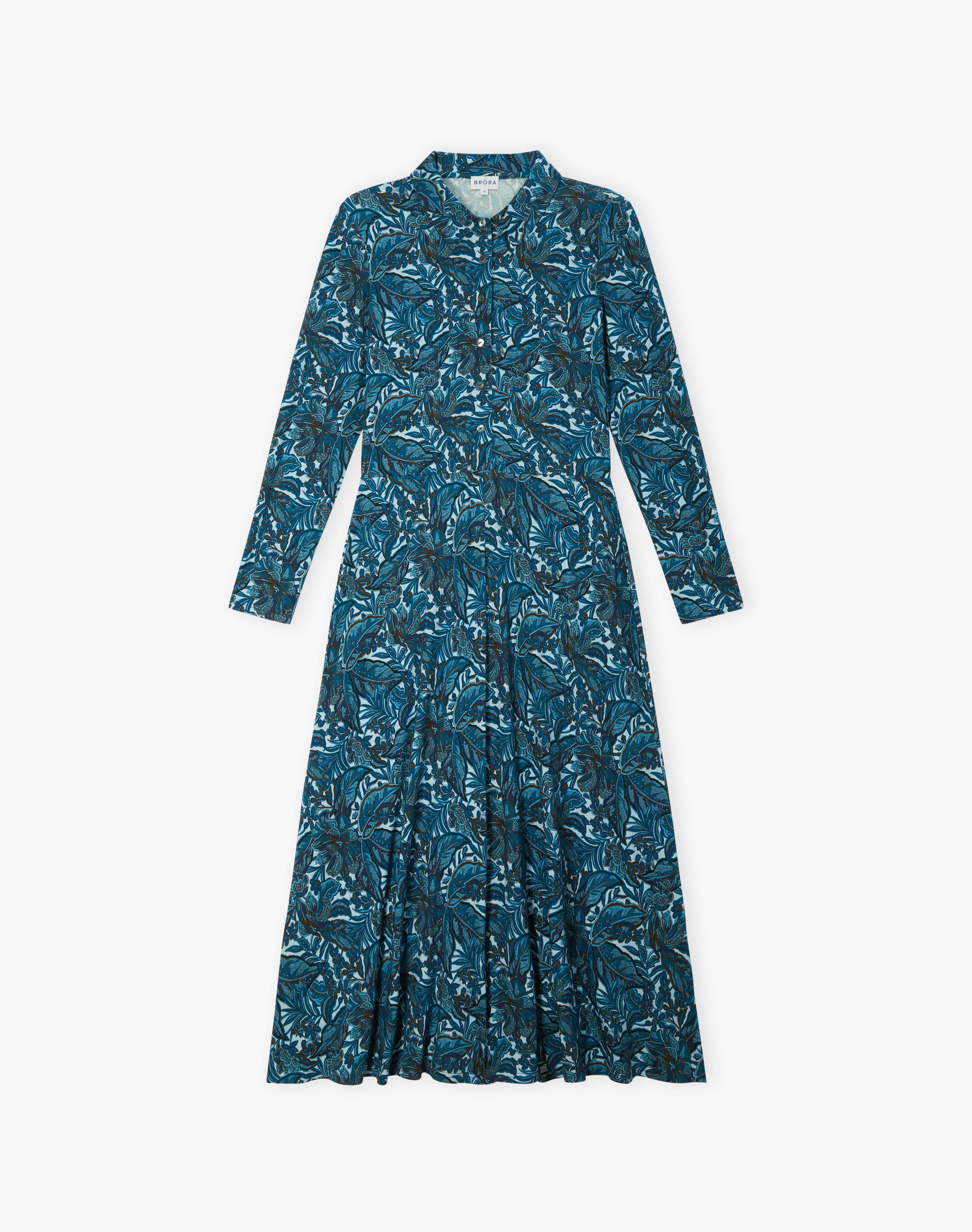 Blue Liberty Print Jersey Shirt Dress | Women's Dresses | Brora