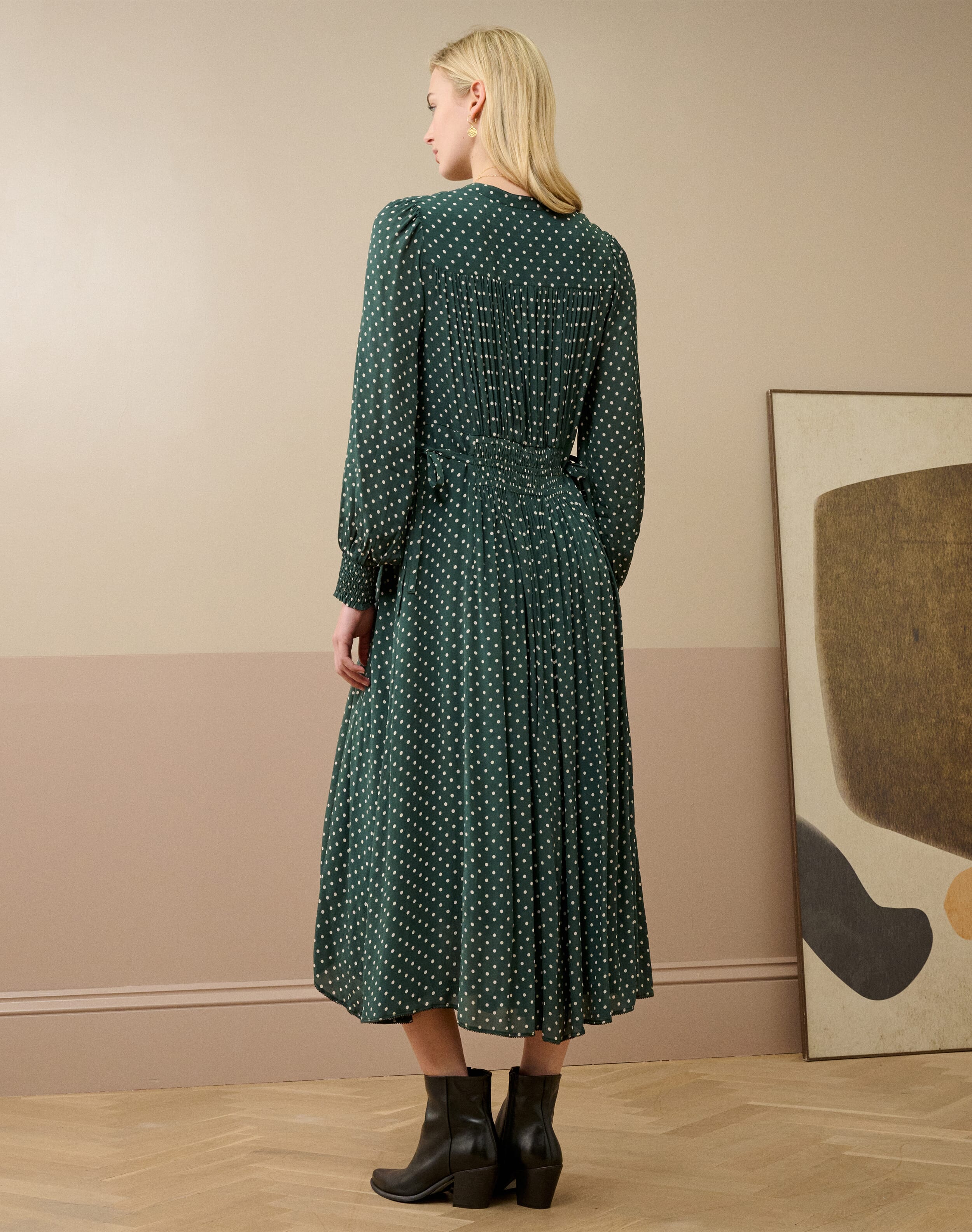 Polka Dot Shirt Dress in Ivy | Brora Dresses | Brora Clearance