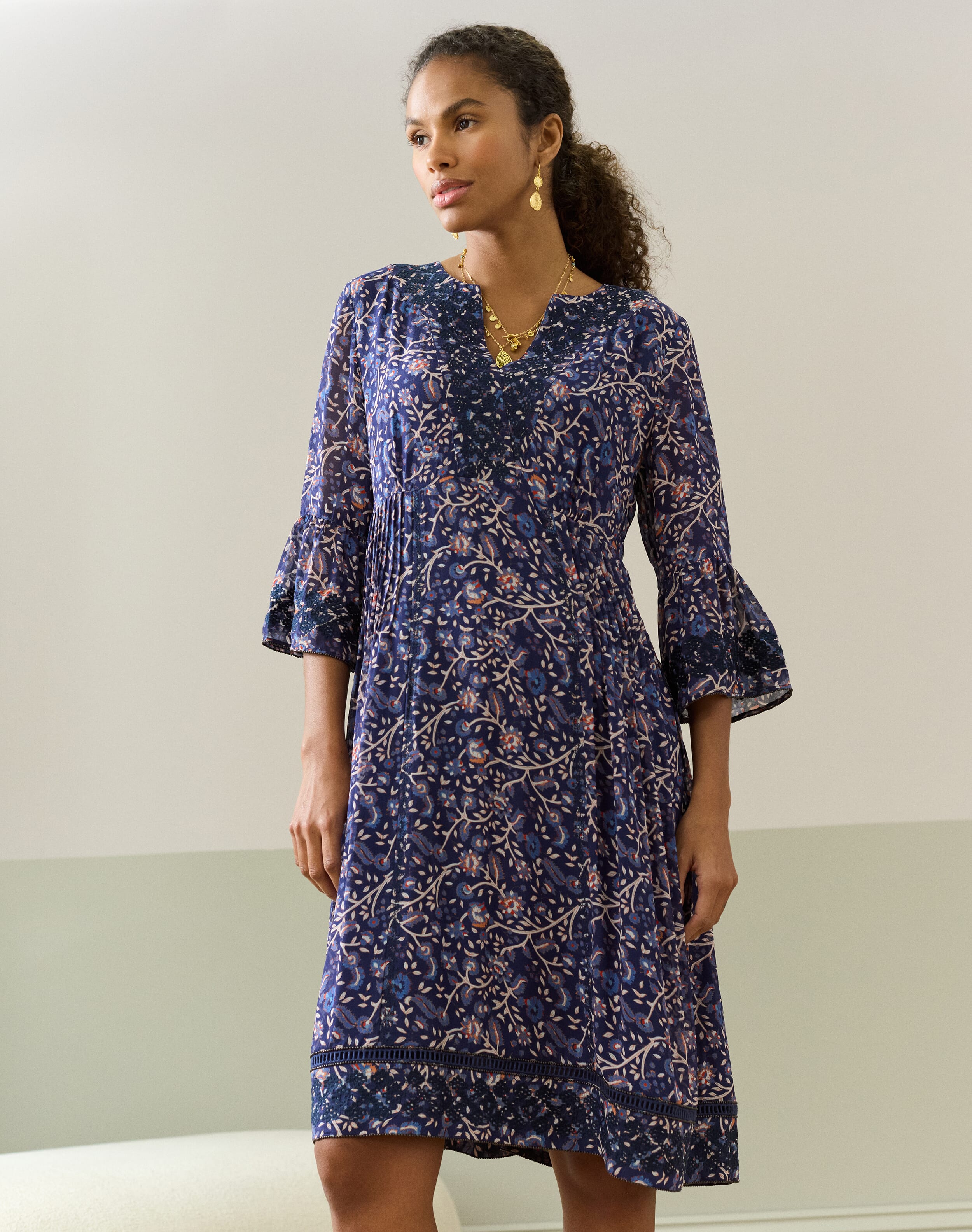 Ultramarine Embroided Silk Dress | Womenswear | Brora Fashion