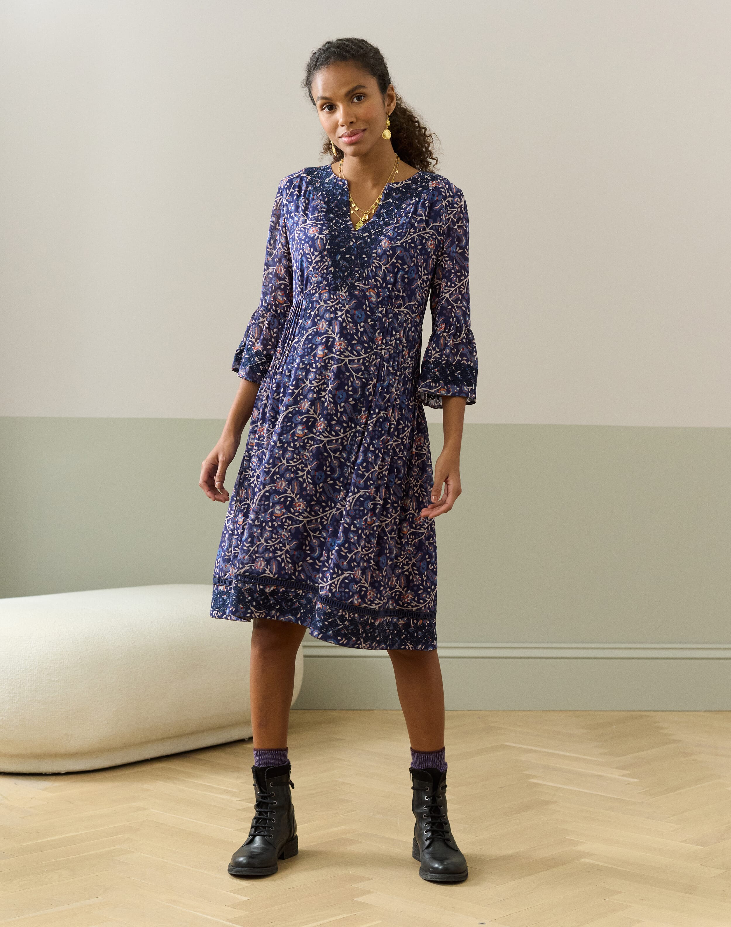 Ultramarine Embroided Silk Dress | Womenswear | Brora Fashion