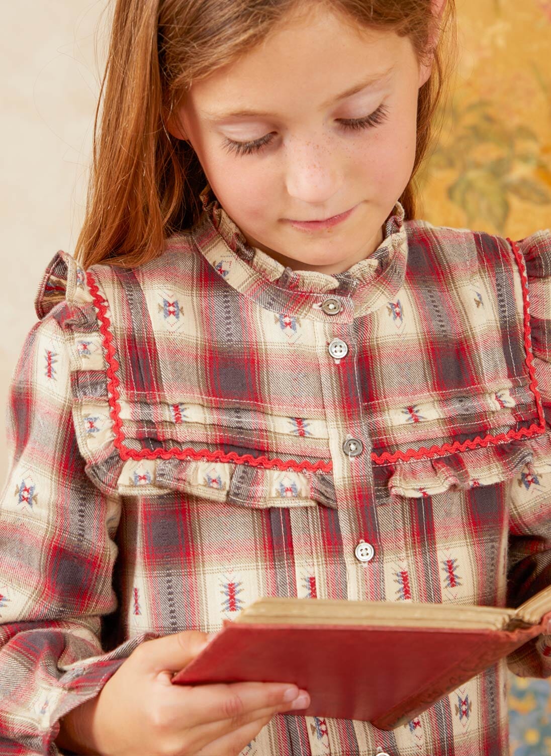 Oatmeal & Hawthorn Cotton Folk Plaid Dress | Midi Dresses | Brora