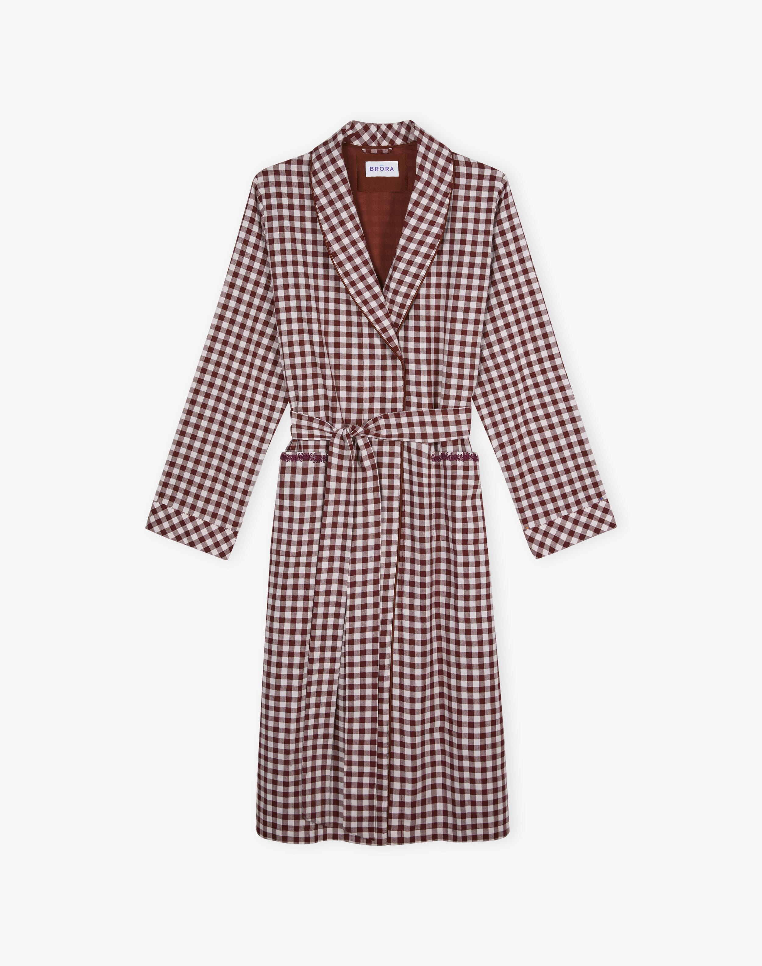 Gingham Dressing Gown | Mulberry & Shell | Brora Clearance