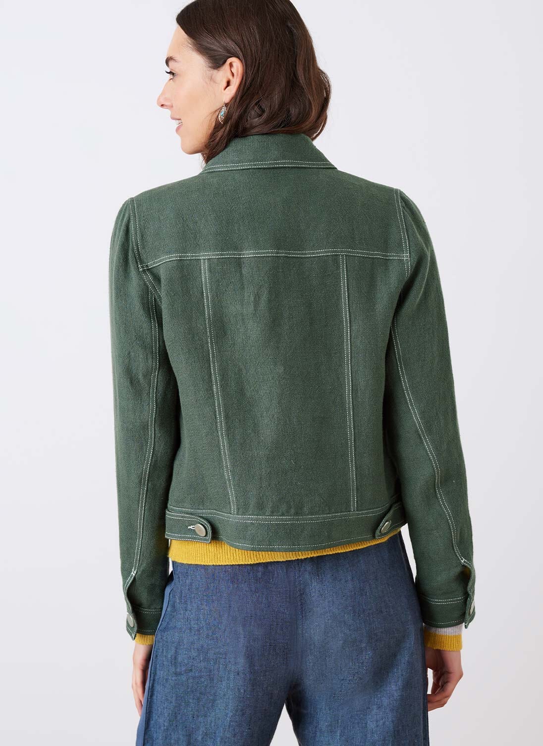 Verdigris Linen Utility Jacket | Women's Coats & Jackets | Brora