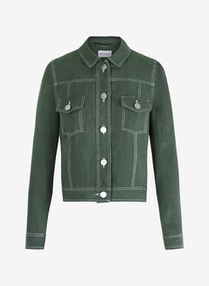 Verdigris Linen Utility Jacket | Women's Coats & Jackets | Brora