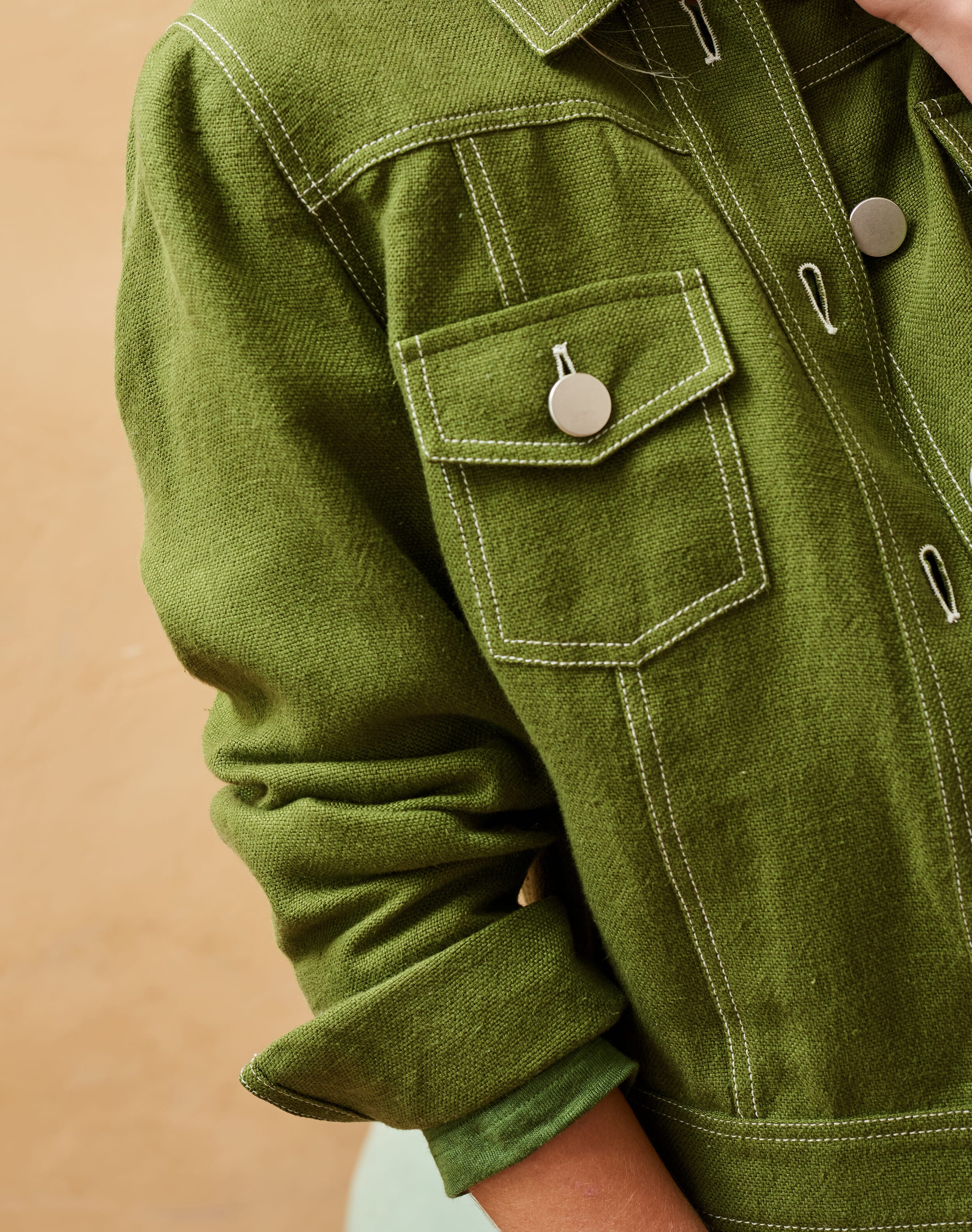 Linen Utility Jacket in Green | Women's Jackets | Brora Fashion