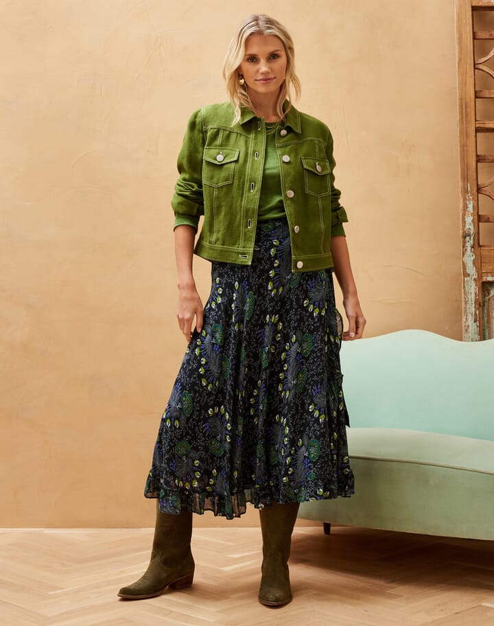 Linen Utility Jacket in Green | Women's Jackets | Brora Fashion