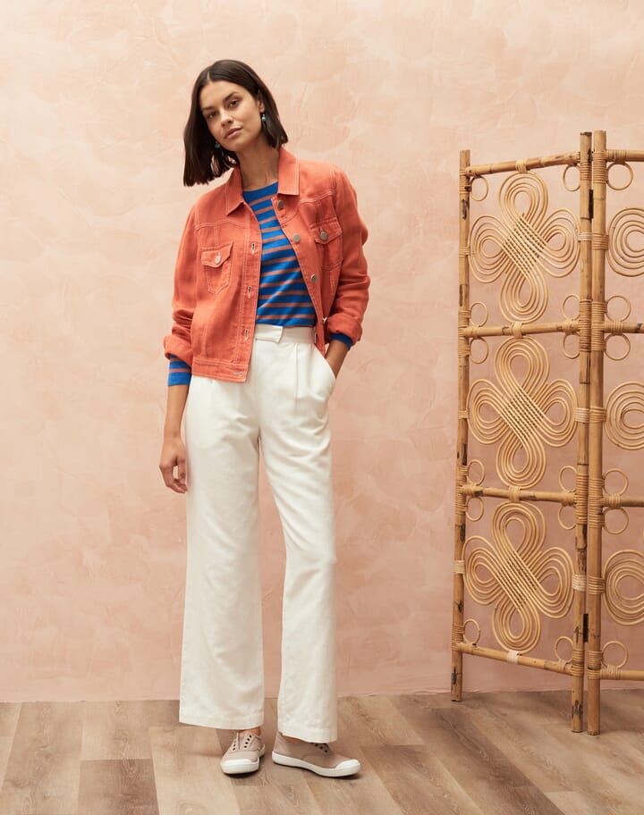 Linen Utility Jacket in Coral | Sustainable Fibres | Brora