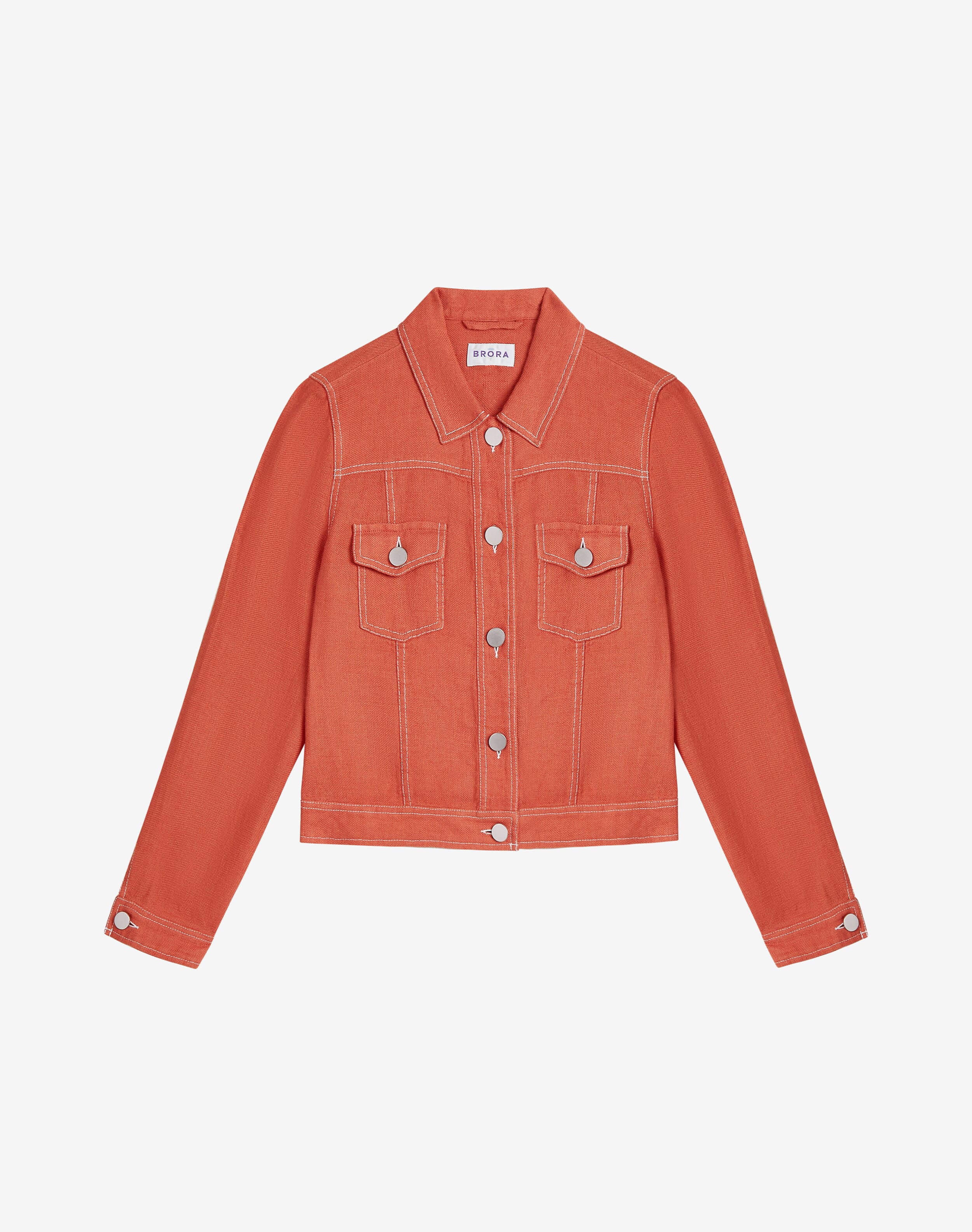 Linen Utility Jacket in Coral | Sustainable Fibres | Brora