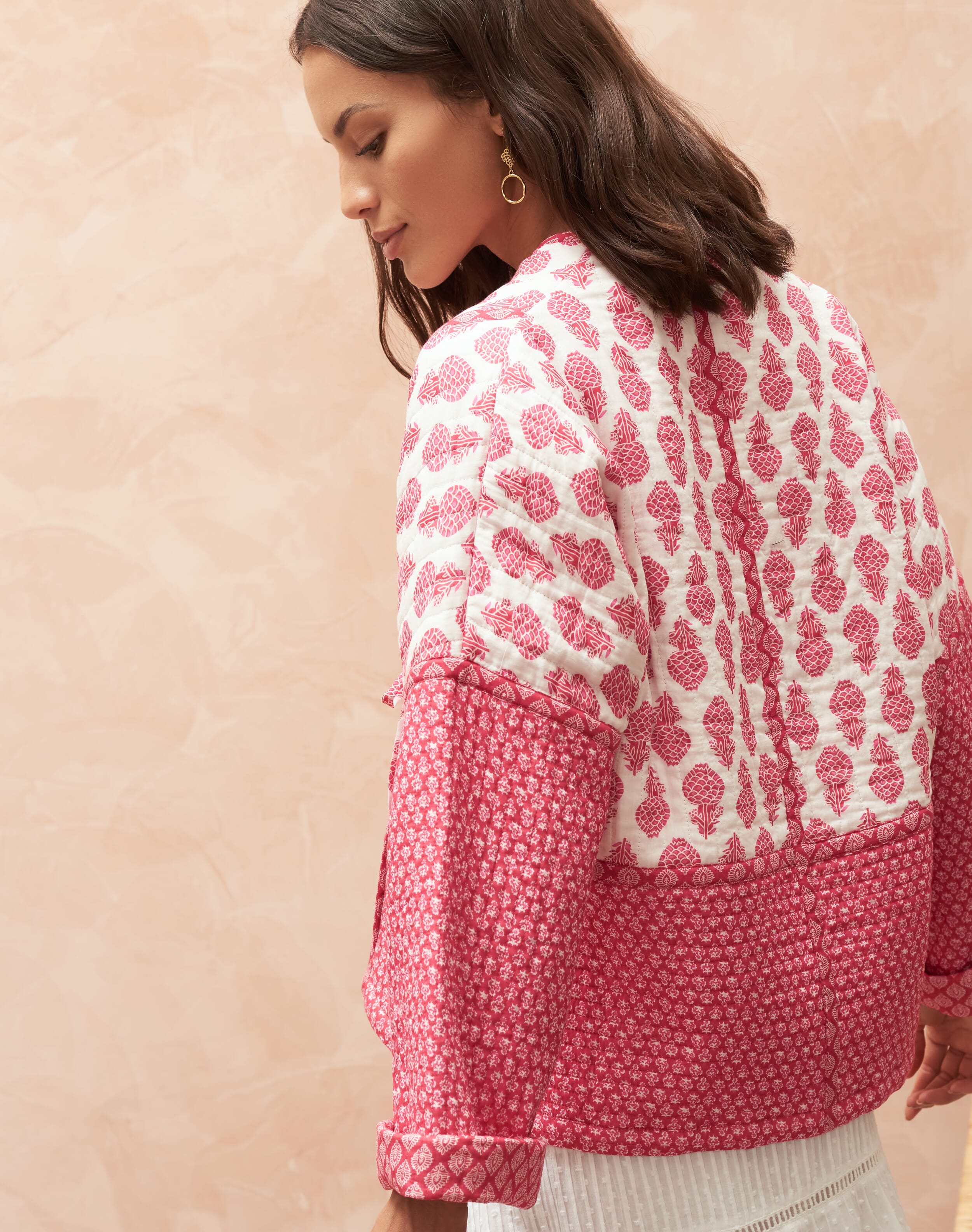 Organic Cotton Folk Print Quilted Jacket