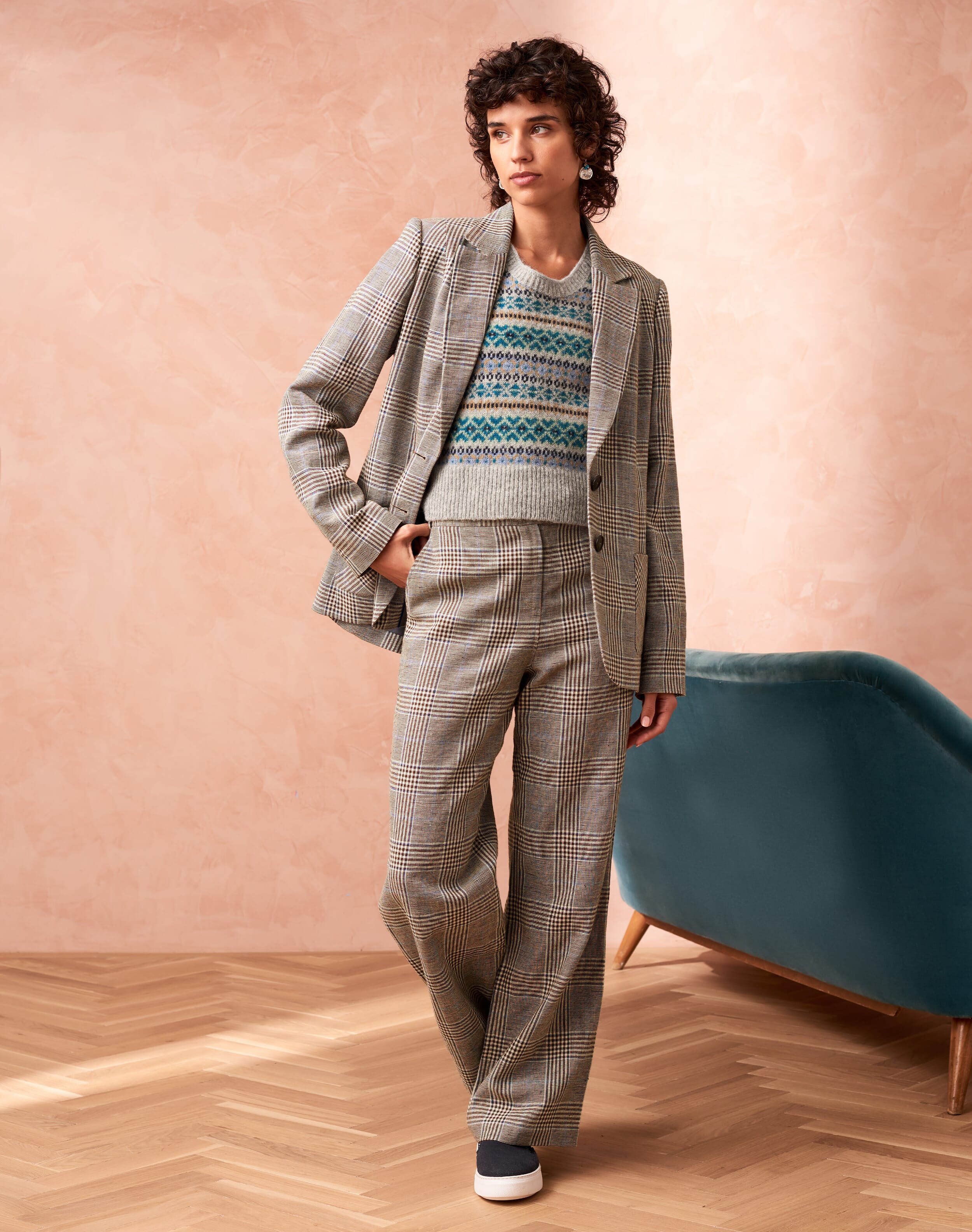 Cotton Linen Check Jacket | Women's Jackets | Brora Fashion