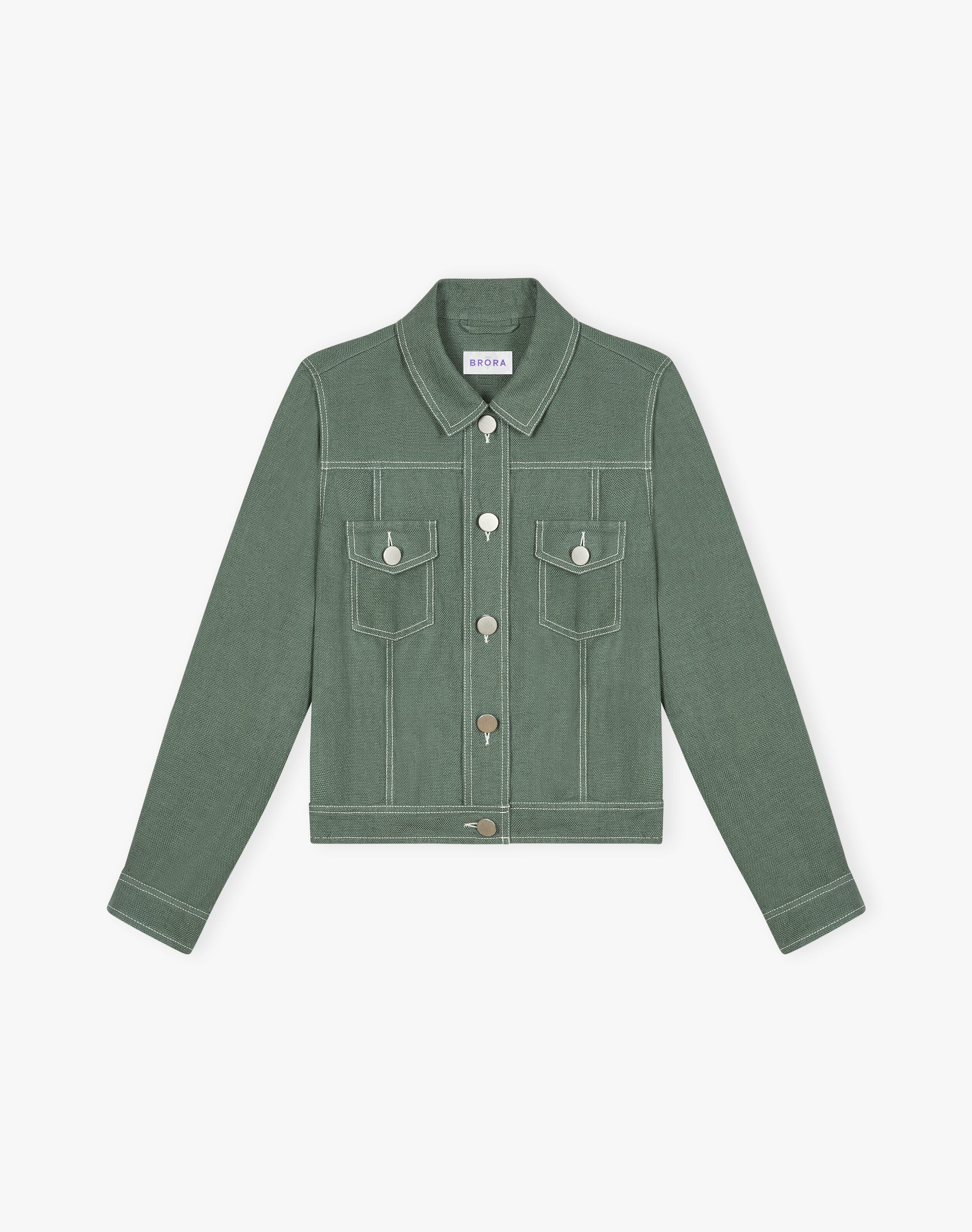 Linen Utility Jacket in Verdigris | Womenswear | Brora Clearance
