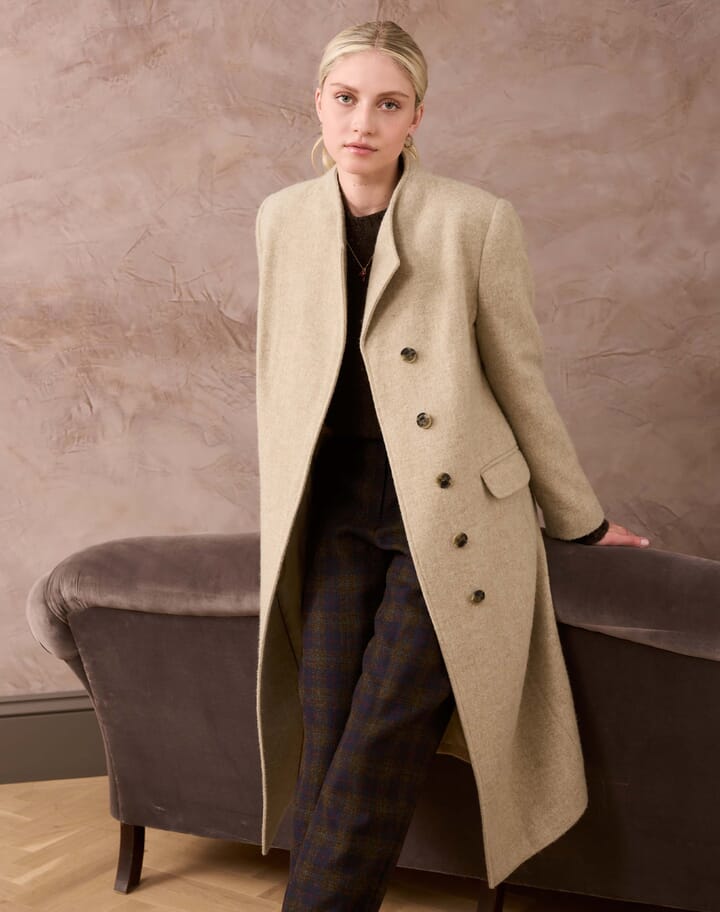 Merino Wool Coat in Oatmeal | Women's Coats | Brora Sale