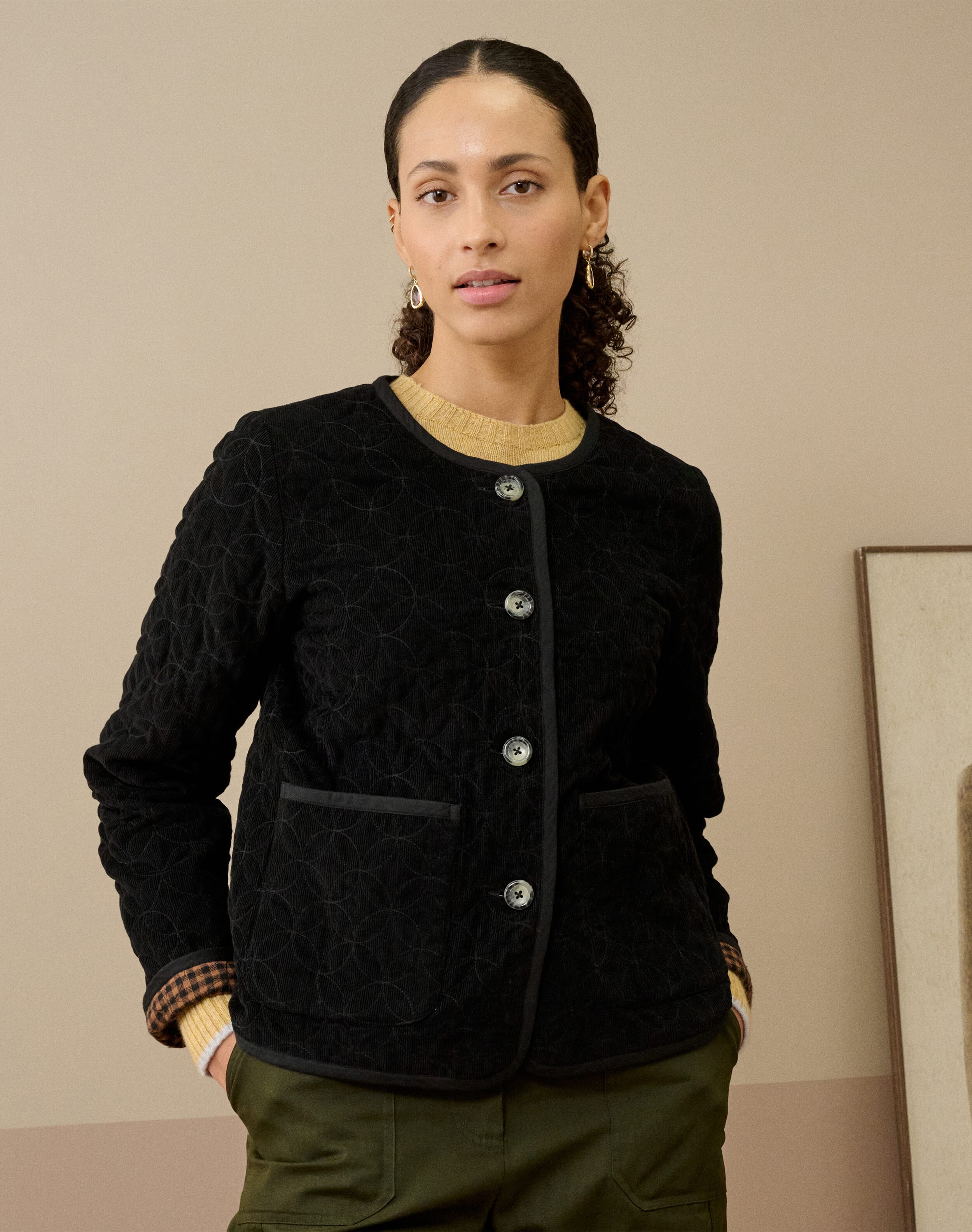 Quilted Reversible Jacket in Black & Mocha | Brora Clearance