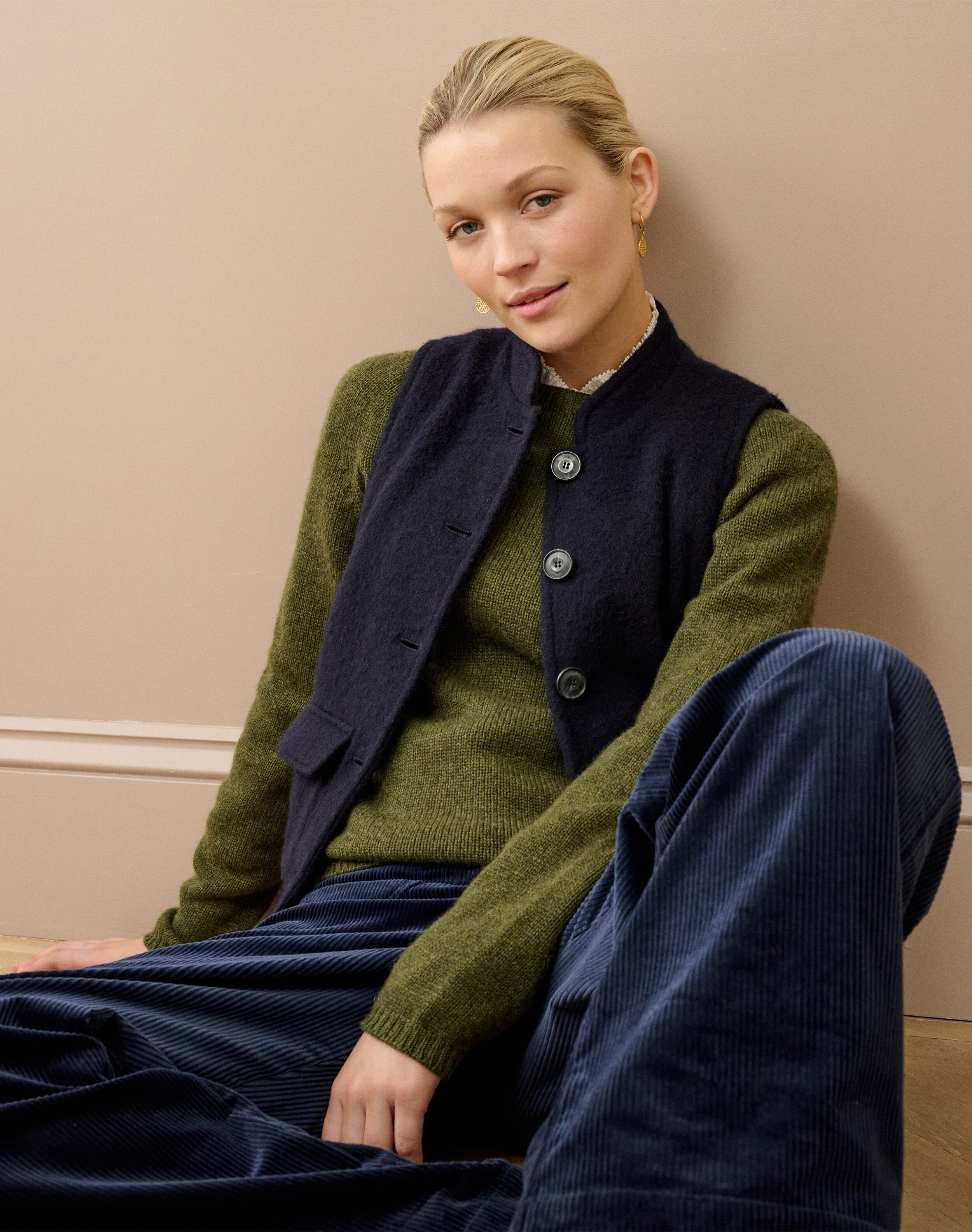 Merino Wool Gilet in Ink | Natural Fibres | Brora Clearance