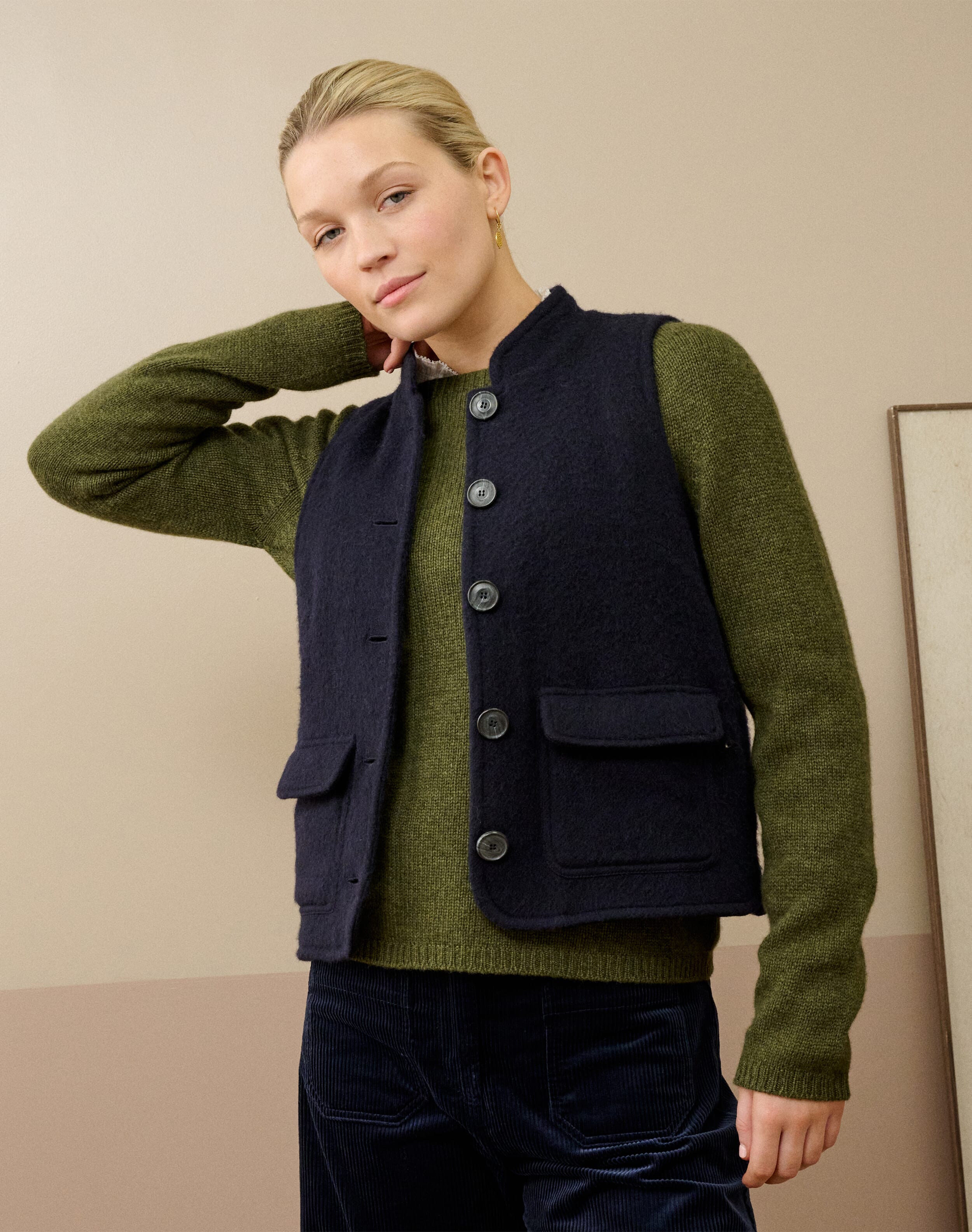 Merino Wool Gilet in Ink | Natural Fibres | Brora Clearance