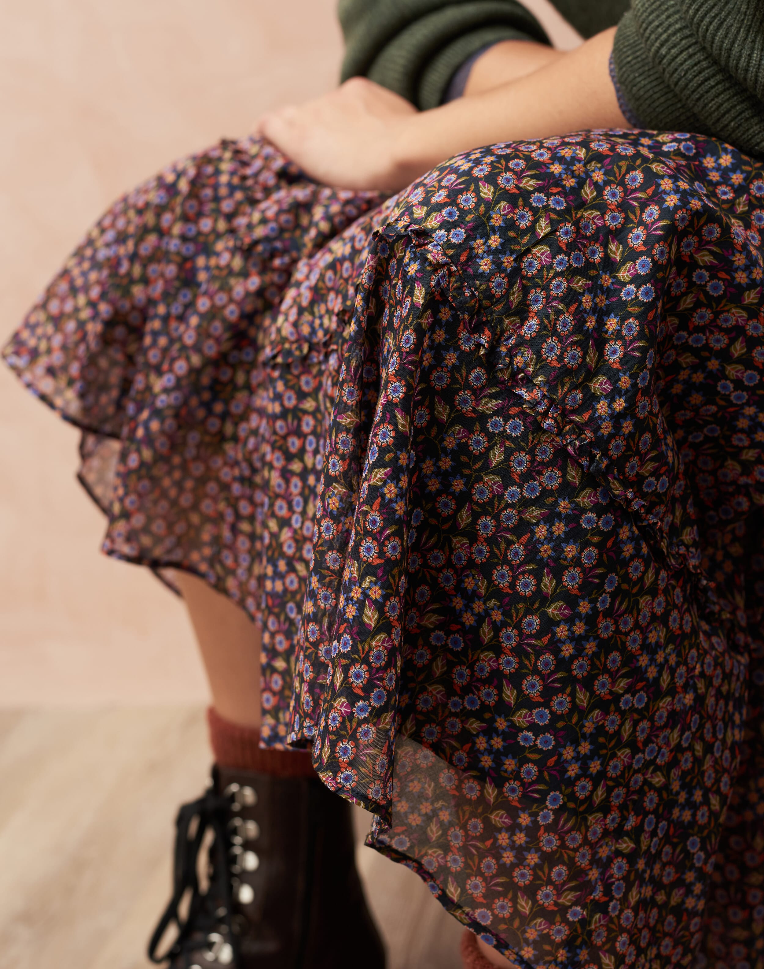 Liberty Print Cotton Chiffon Skirt in Lavender Flower | Skirts | Brora